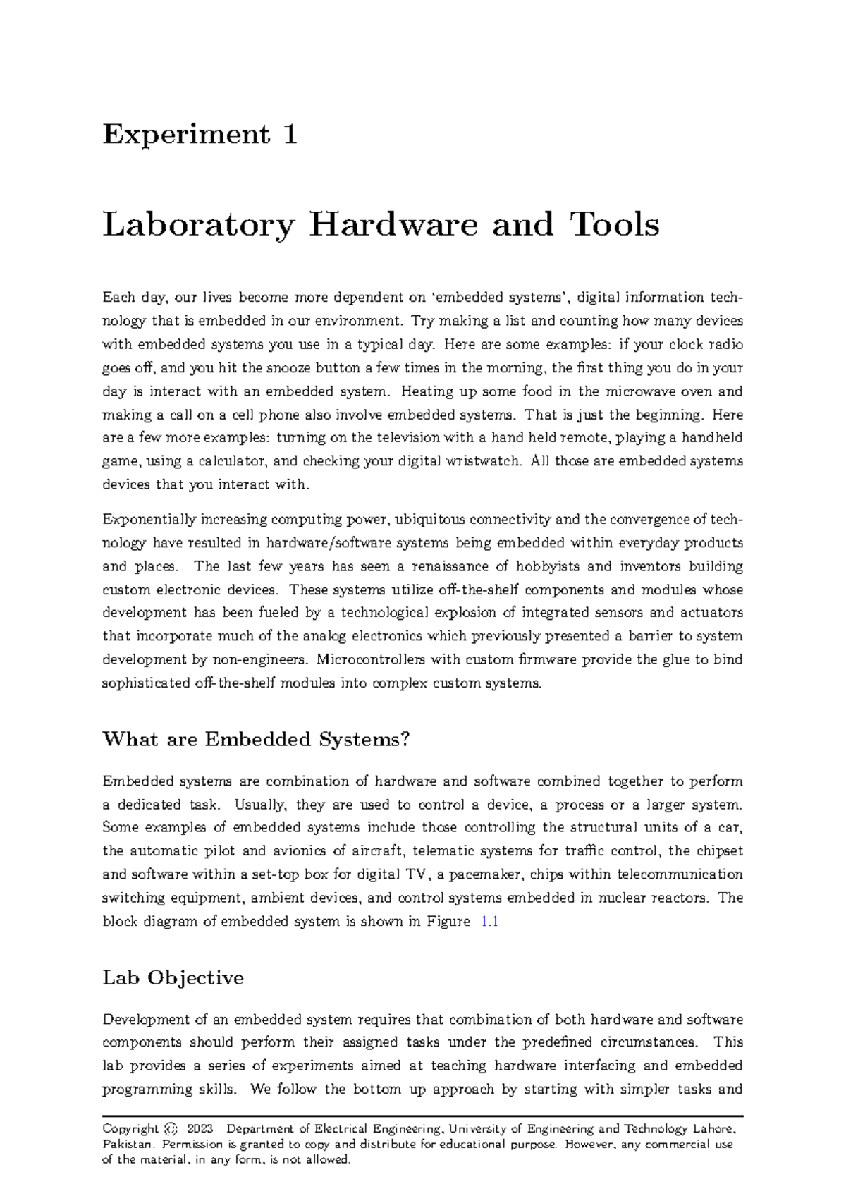 Experiment 1 Laboratory Hardware and Tools - Try making a list and ...
