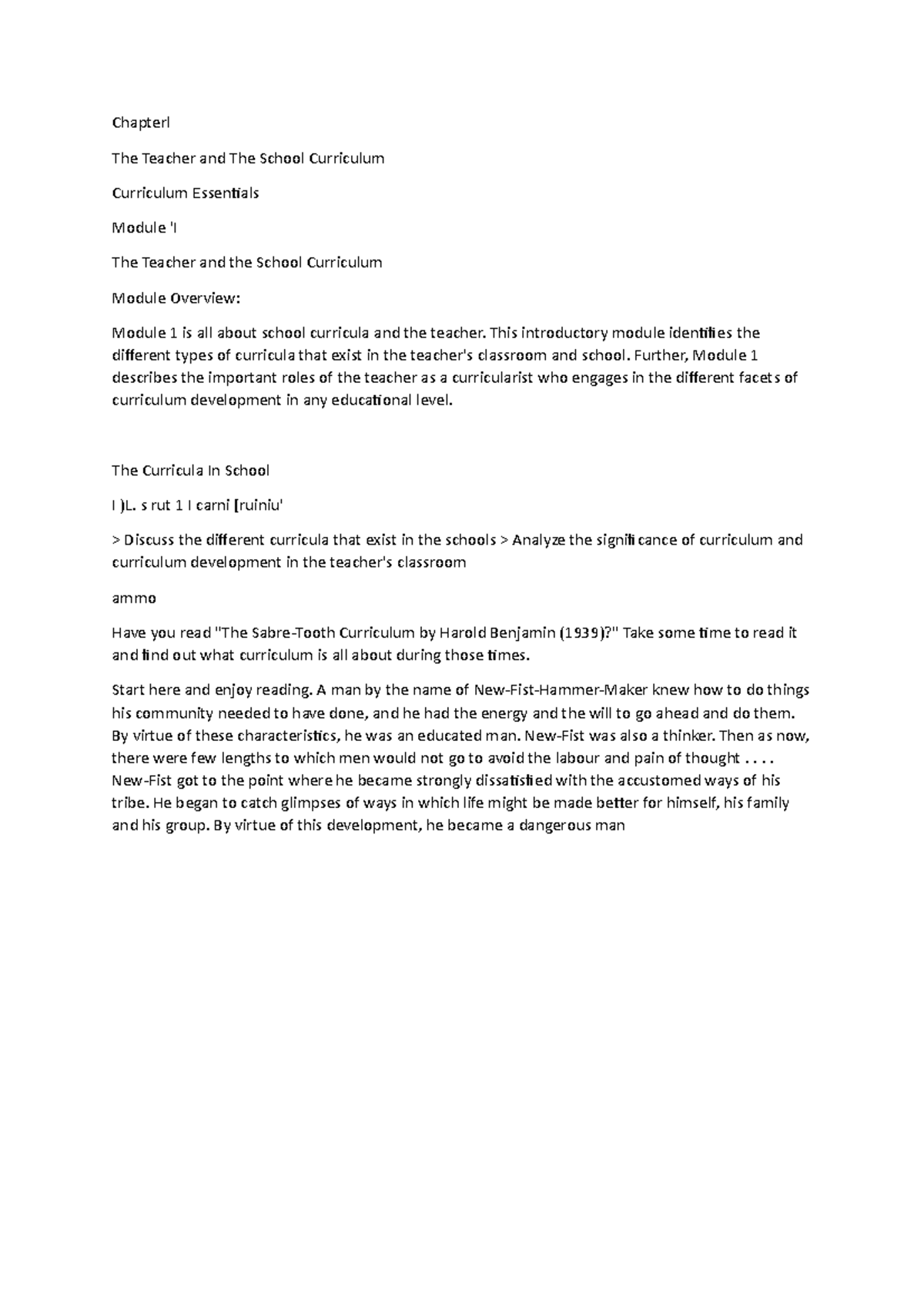 The teacher and the school curriculum - Chapterl The Teacher and The ...