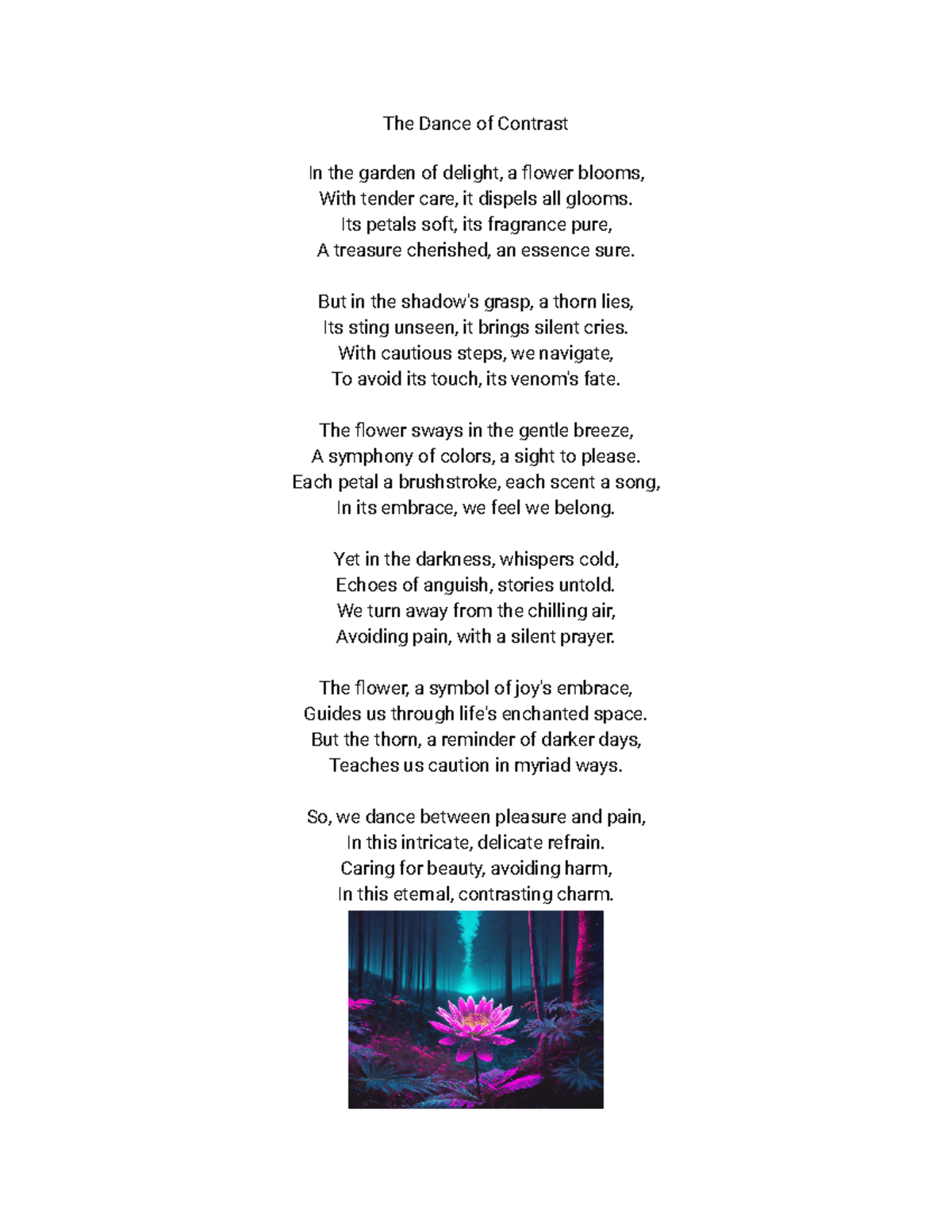 Sun Witness Poem - Aldo Cali - The Dance of Contrast In the garden of ...