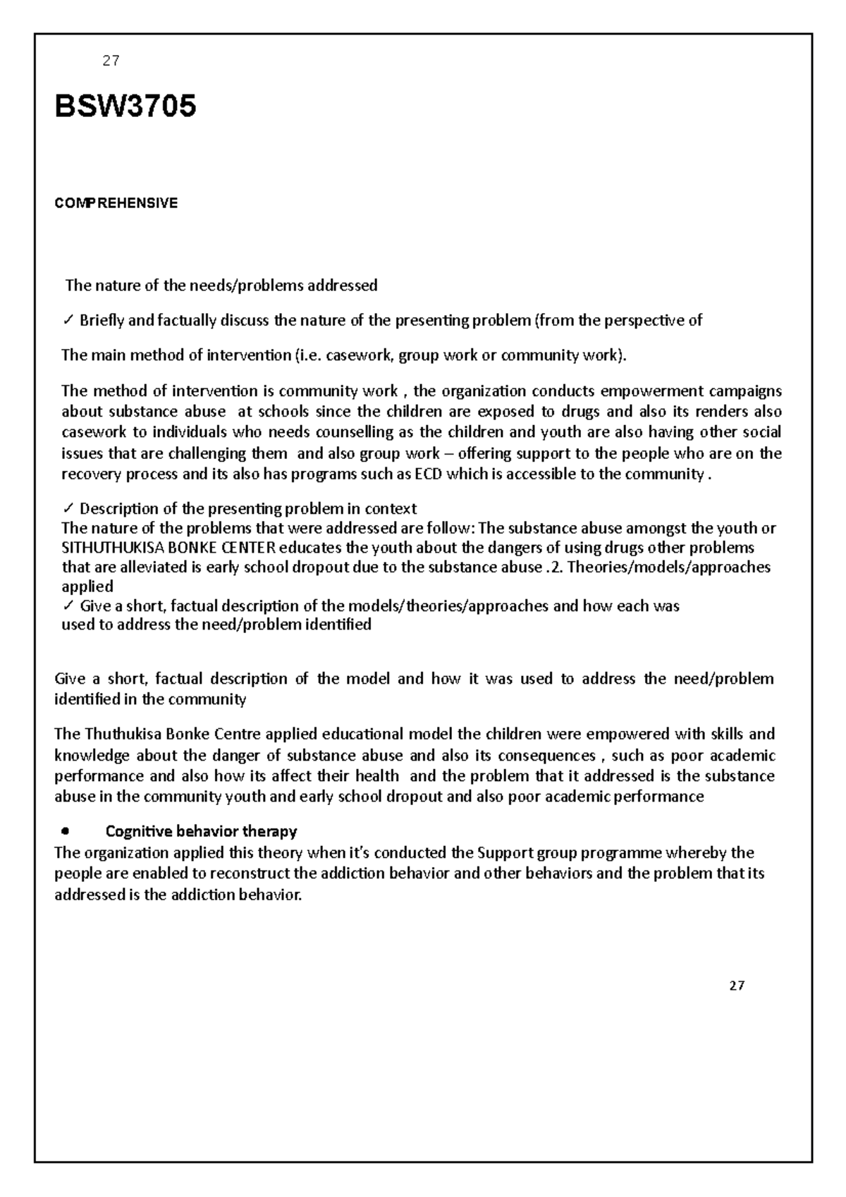 BBSW3705 - MIX SOCIAL WORK MODULES - BSW COMPREHENSIVE The nature of ...