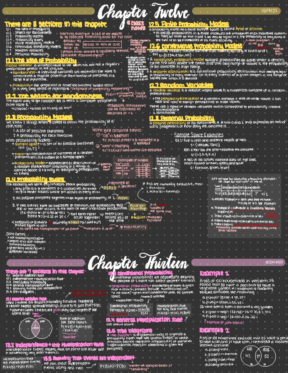 Statistics Notebook - Lecture notes from multiple chapters with various ...