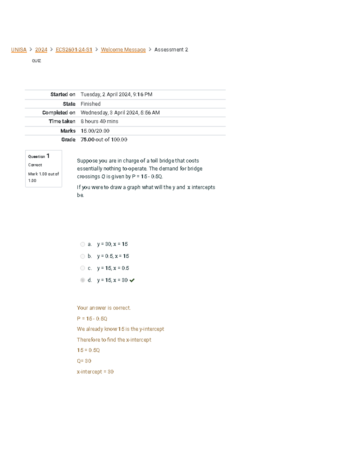 ECS2601 Assessment 2 Attempt - UNISA 2024 ECS2601-24-S1 Welcome Message Assessment 2 - Studocu