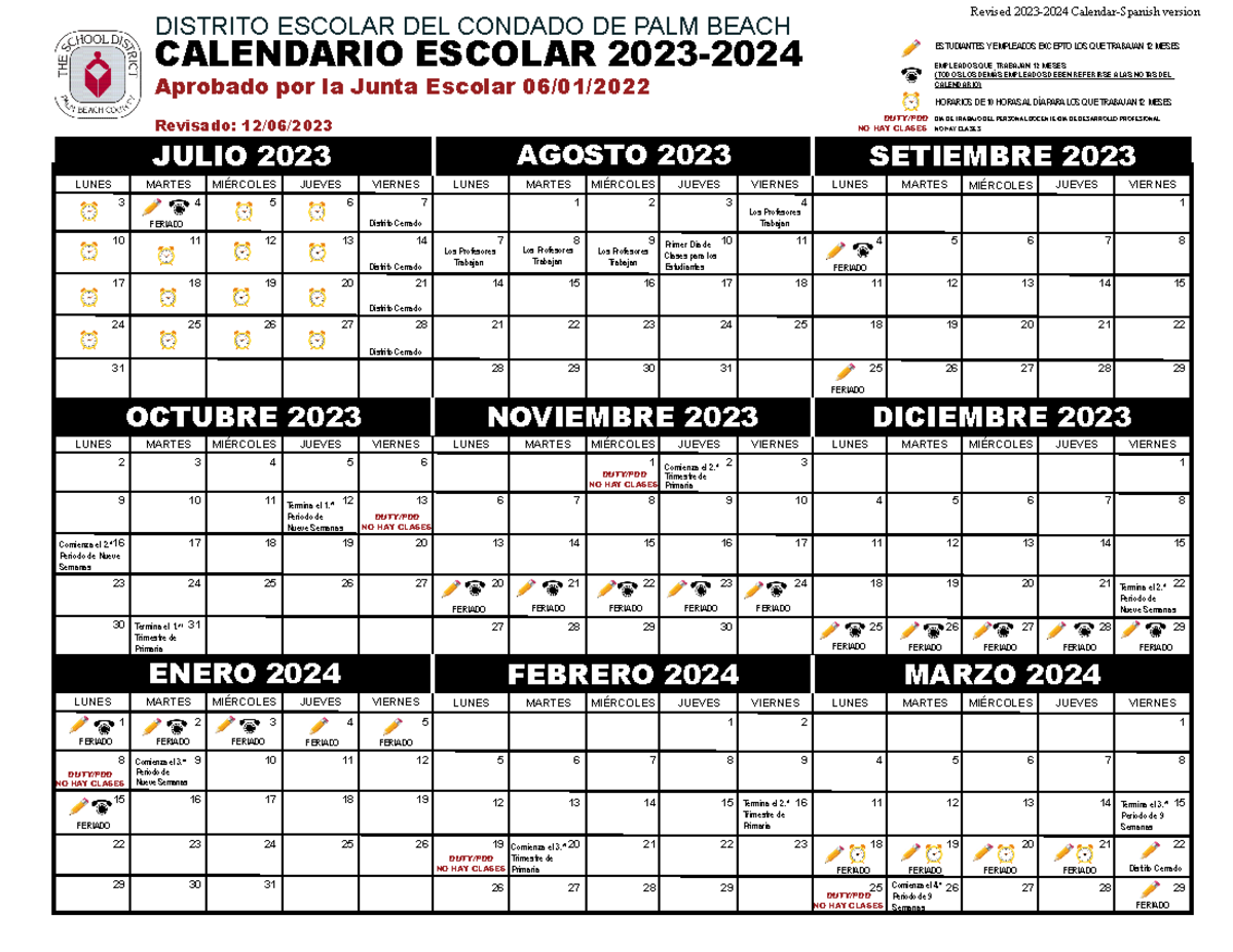 2023-24 Spanish Calendar With Notes - Los ProfesoresTrabajan Los ...