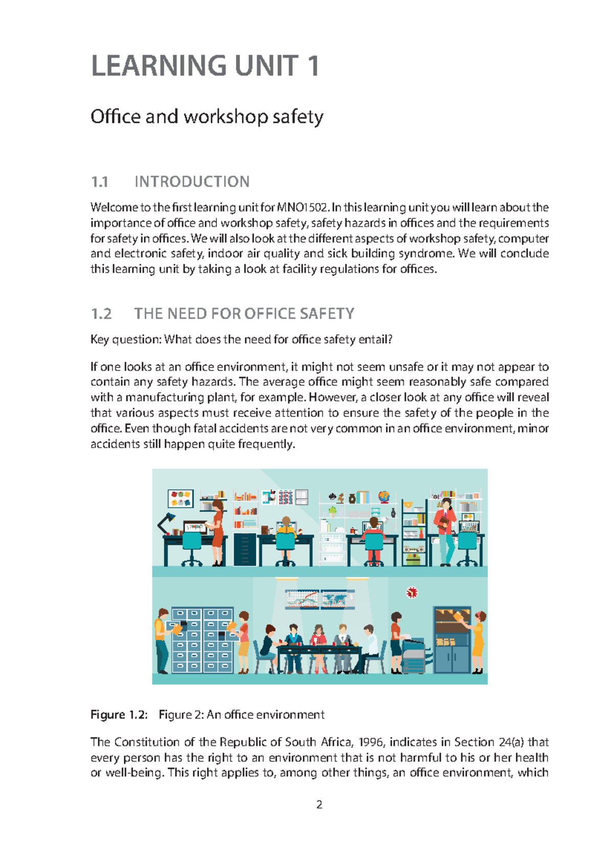 MNO1502 - SG- Learning unit 1 - 2 LEARNING UNIT 1 Office and workshop ...