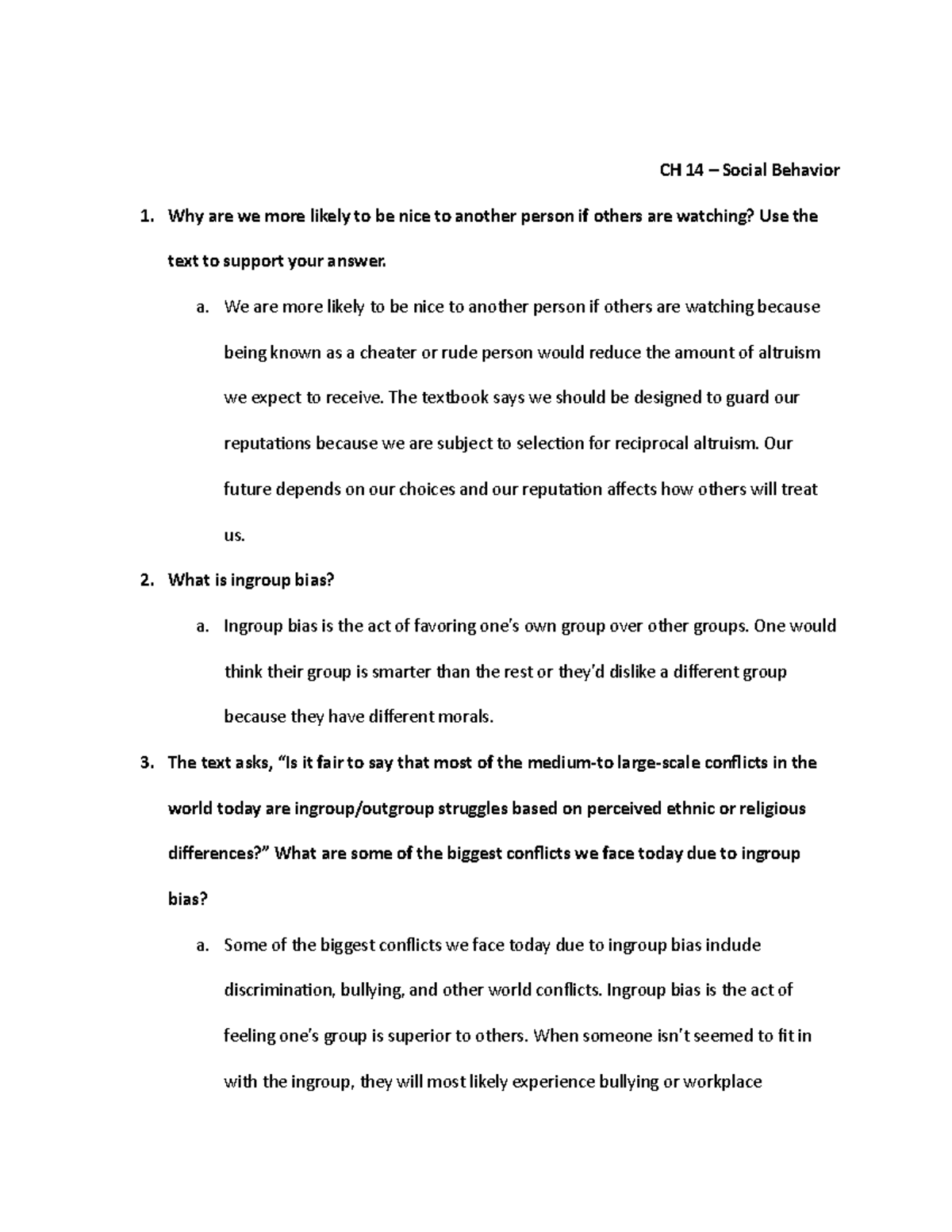 CH14 Social Behavior - work - CH 14 – Social Behavior Why are we more ...