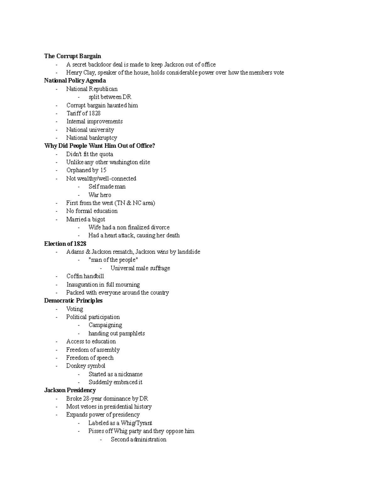 The Age of Jackson - Notes On Units Within APUSH To Help Study For ...
