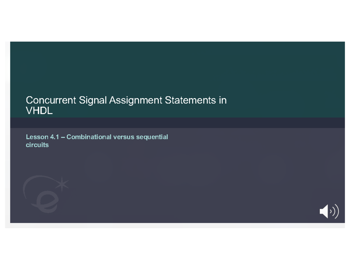 Chapter 4 - Lecture notes 4 - Lesson 4 – Combinational versus ...
