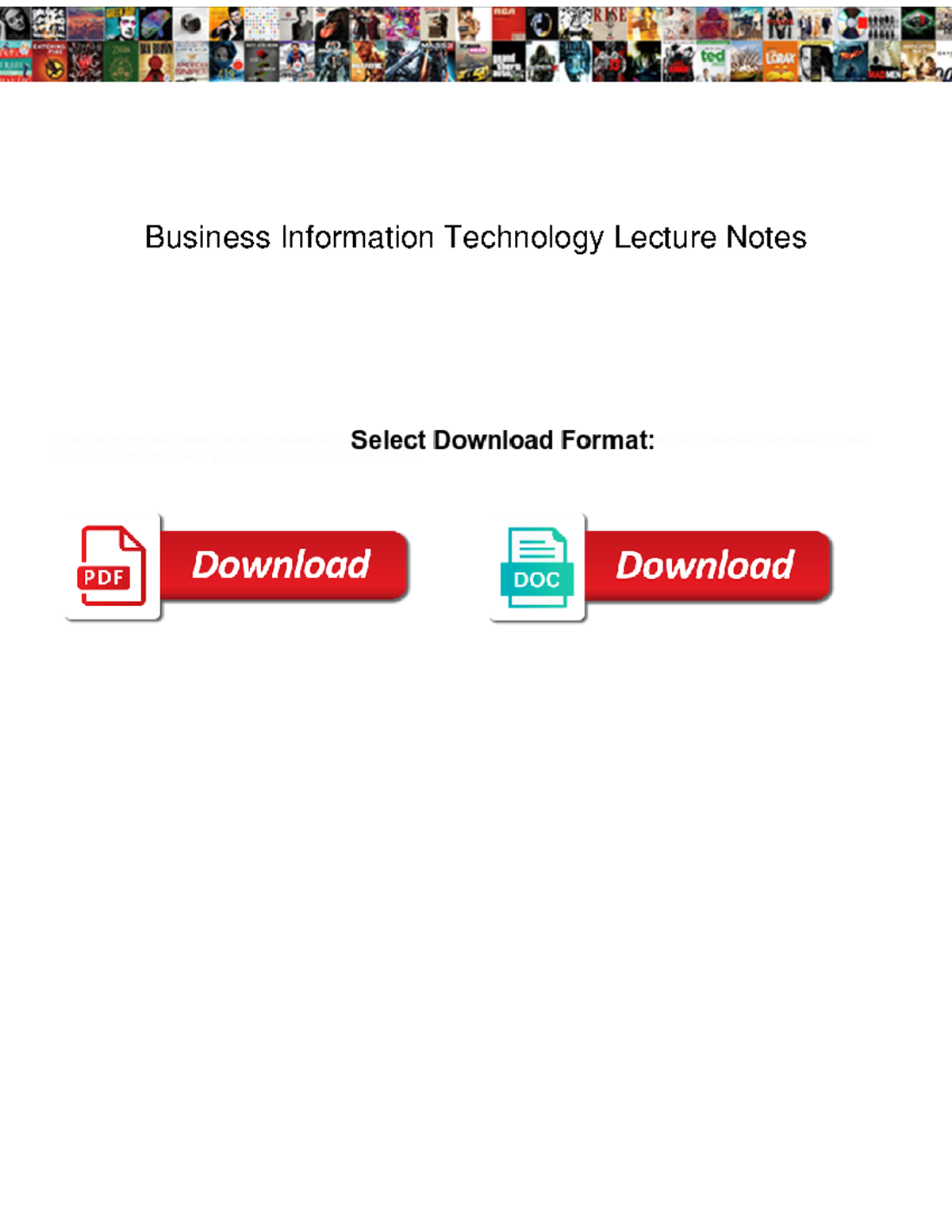 Business Information Technology Lecture Notes Business Information Technology Lecture Notes