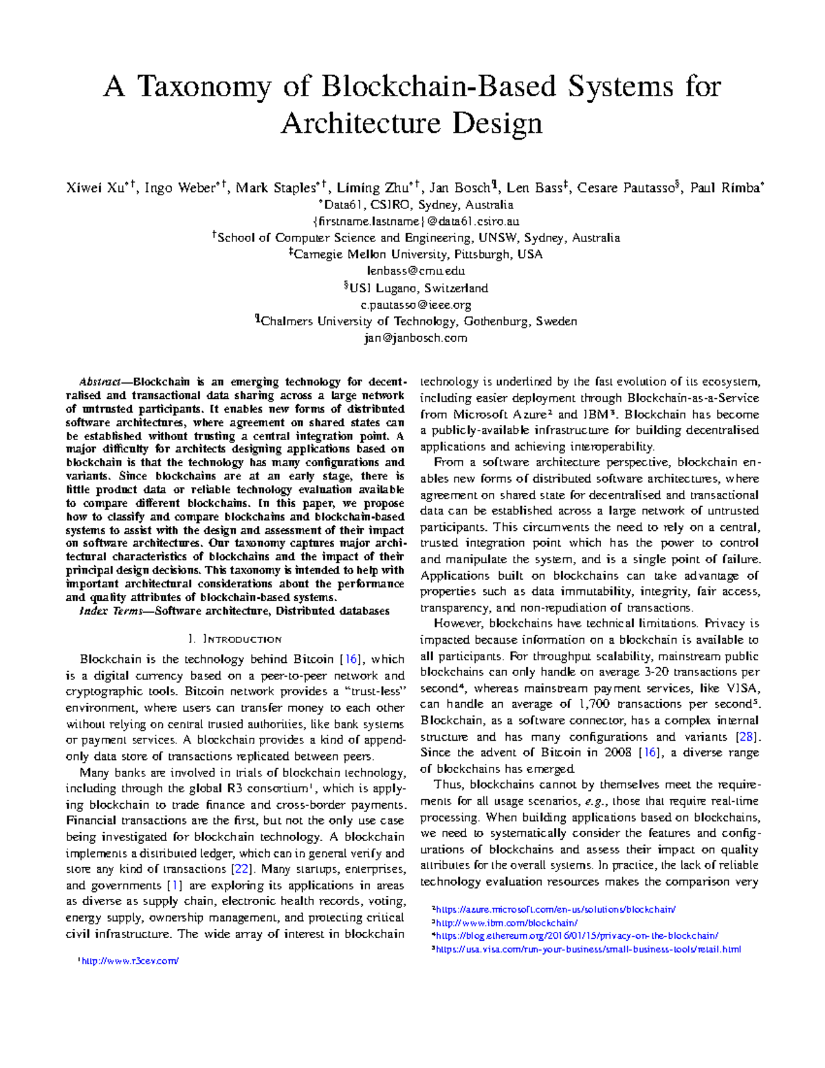 A taxonomy of blockchain-based systems for architecture design - A Taxonomy of Blockchain-Based ...
