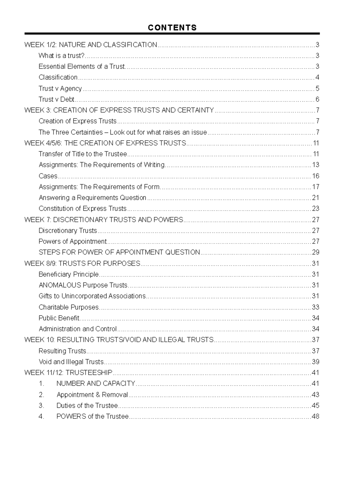 Summary Trusts: complete - Exam Revision Trusts rn - CONTENTS WEEK 1/2 ...