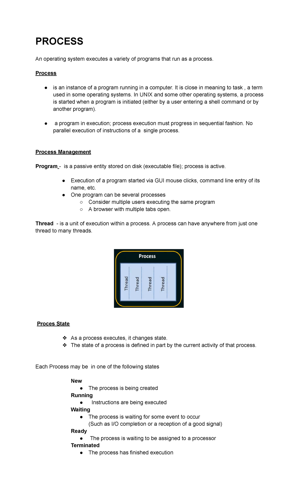 Process - PROCESS An operating system executes a variety of programs ...