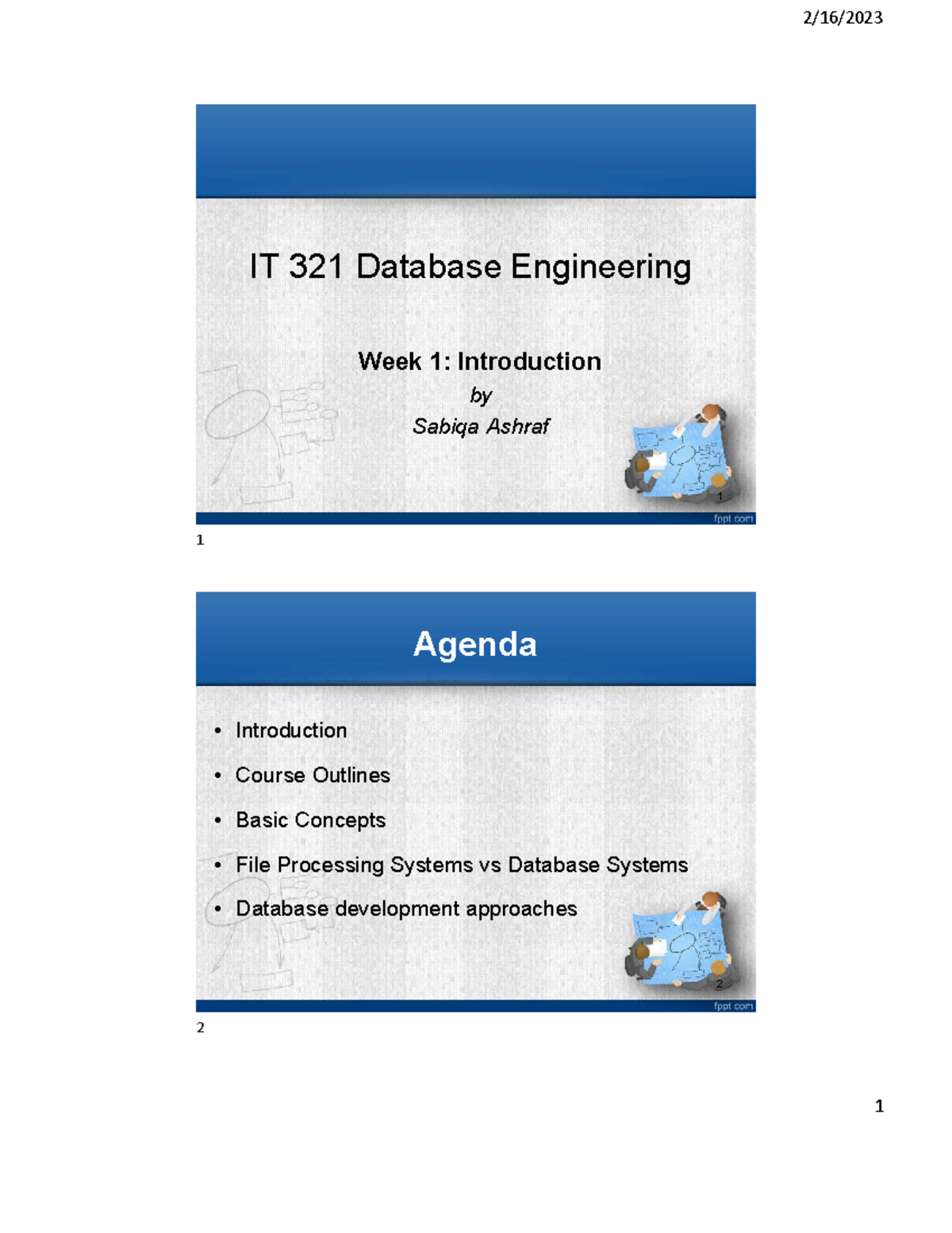IT321- DAM - Lec- W1 - Agenda • Introduction • Course Outlines • Basic Concepts • File ...