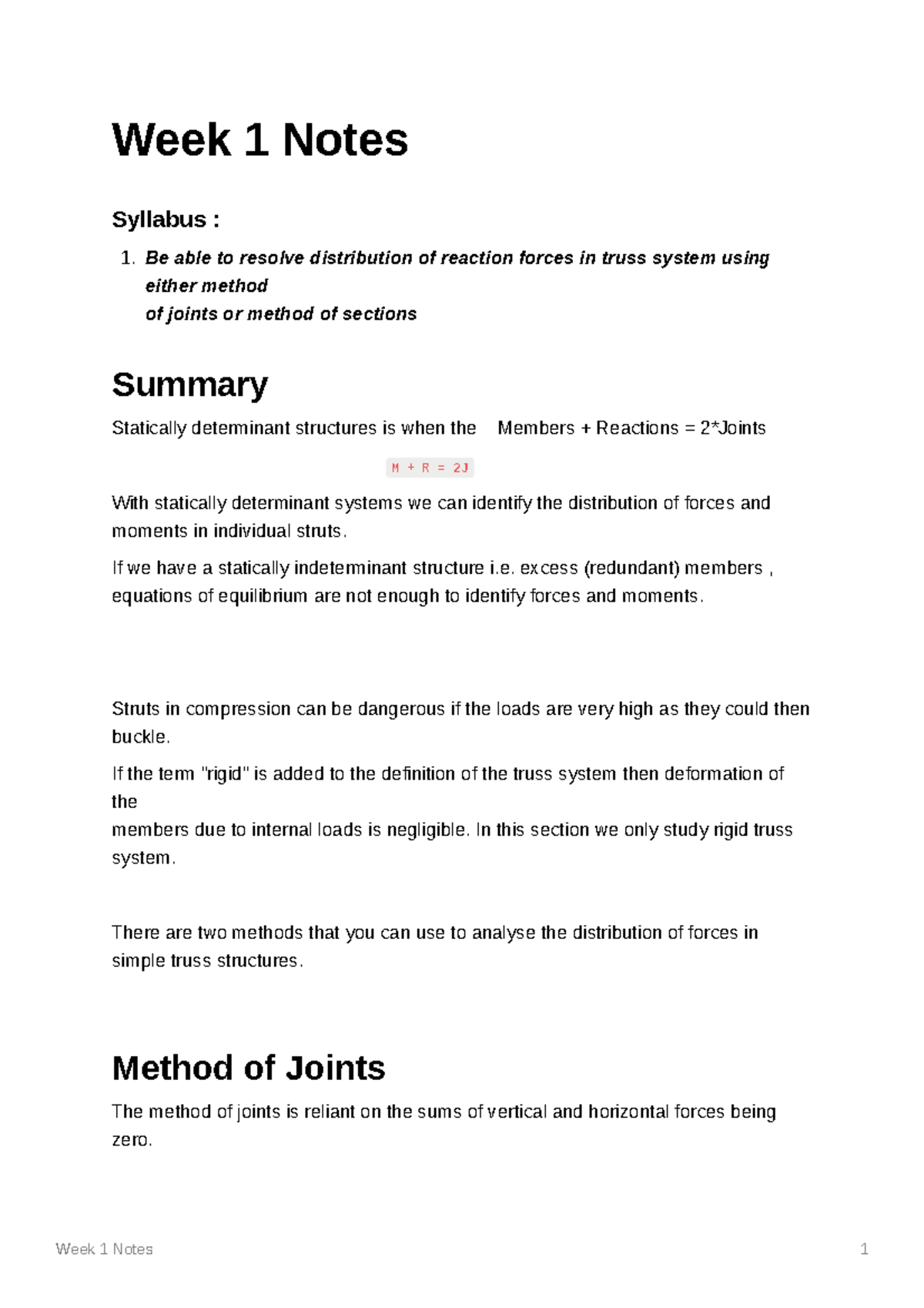 Week 1 Notes - Week 1 Notes 1 Week 1 Notes Syllabus : Be able to ...