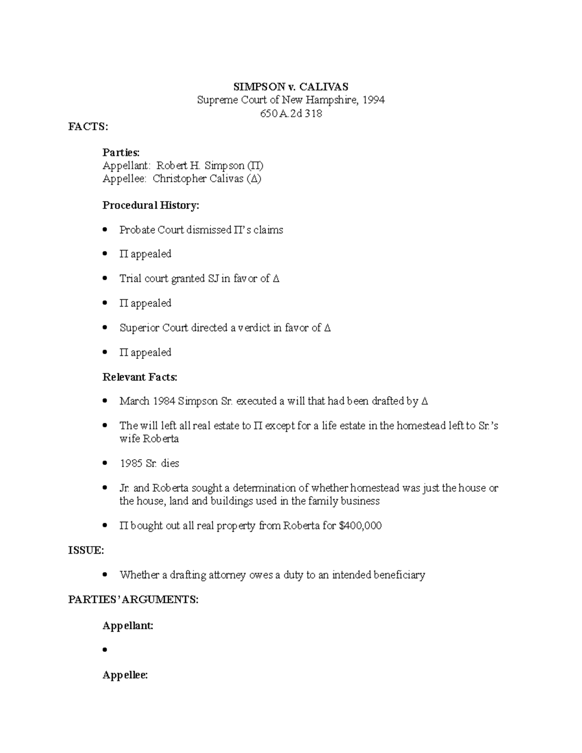 Simpson v. Calivas - Lecture notes 9 - SIMPSON v. CALIVAS Supreme Court ...