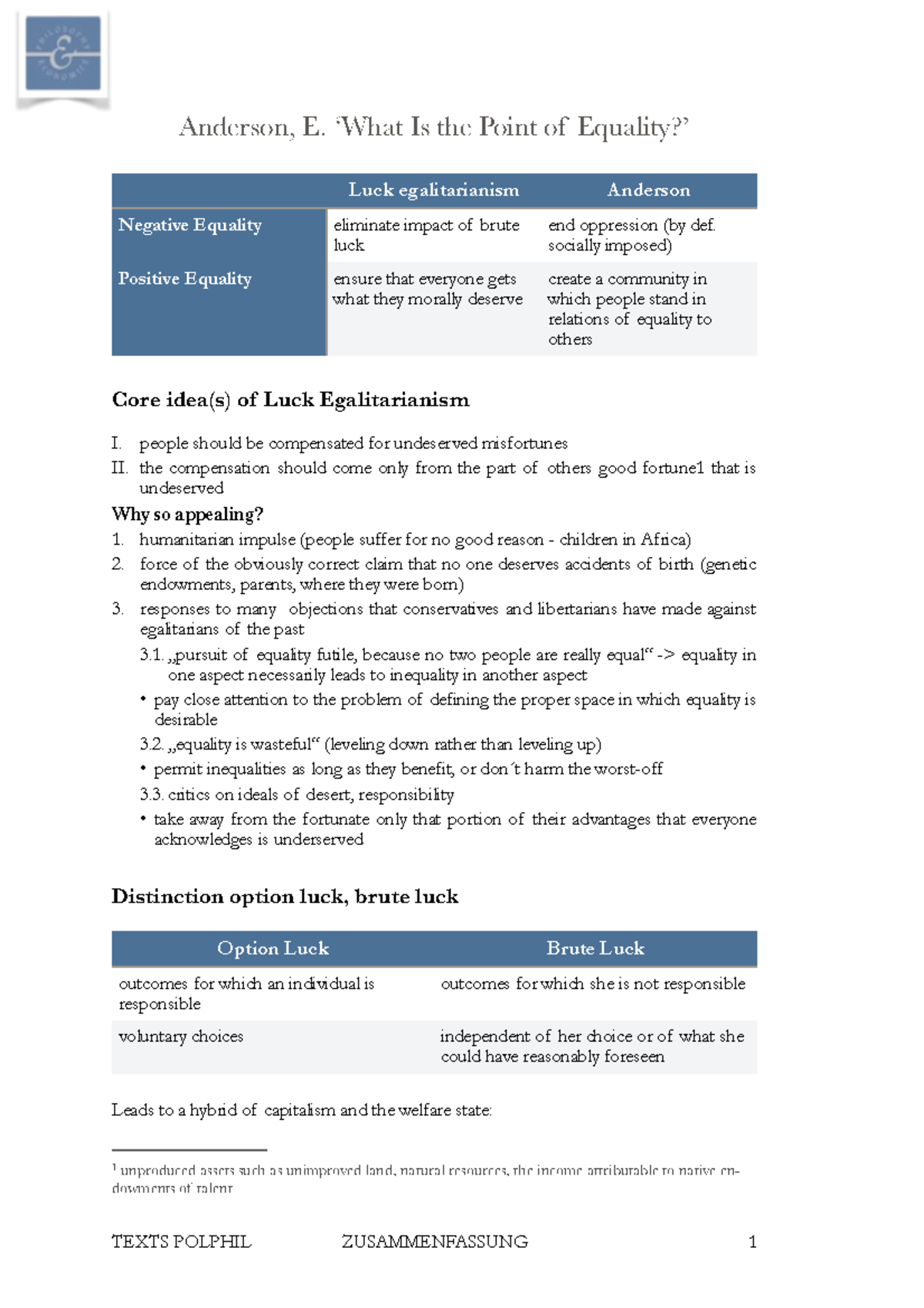 Anderson, what is the point of Equality - Anderson, E. ‘What Is the ...