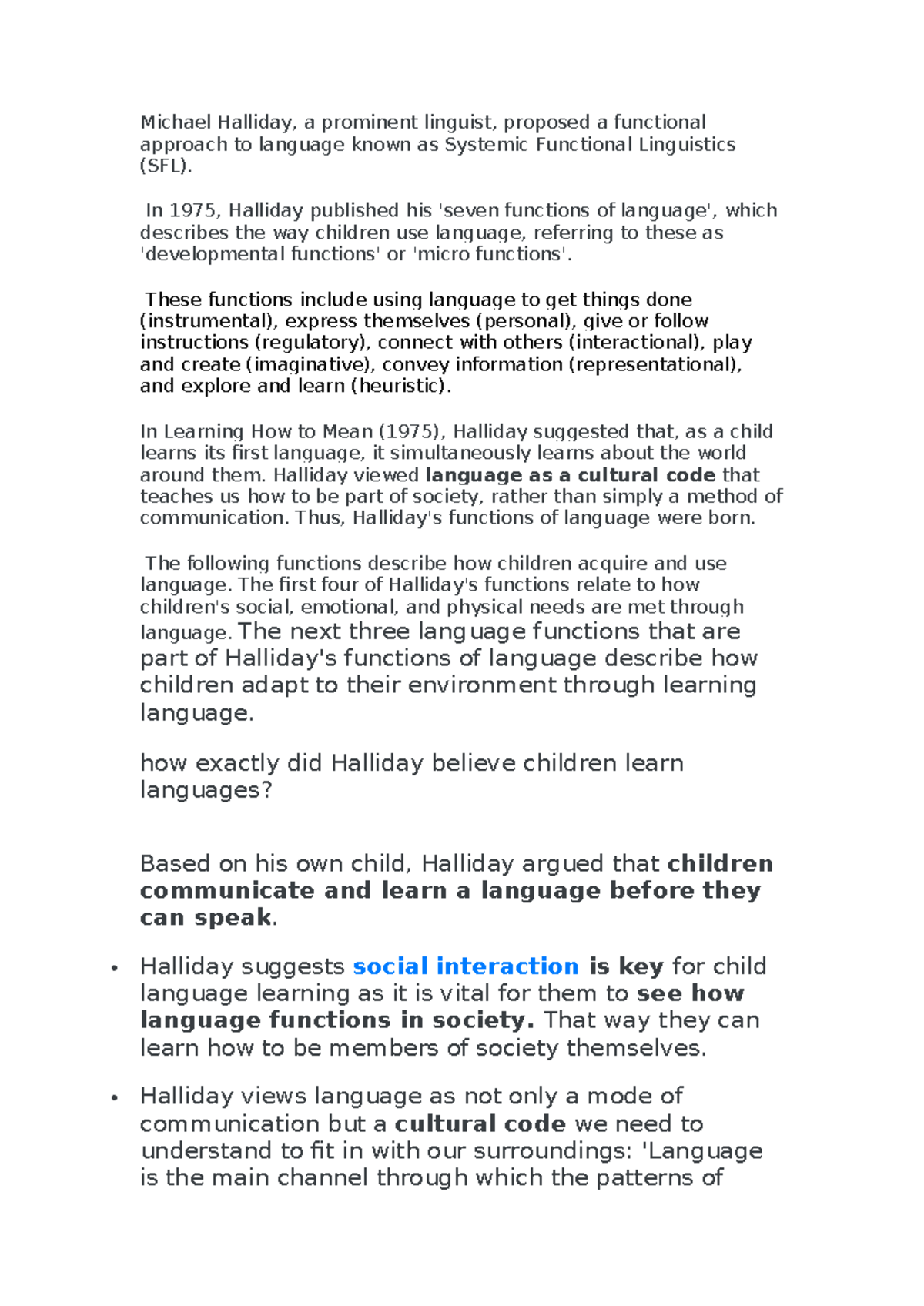 Michael Halliday - Summary Bachelors in Secondary Education - Michael ...