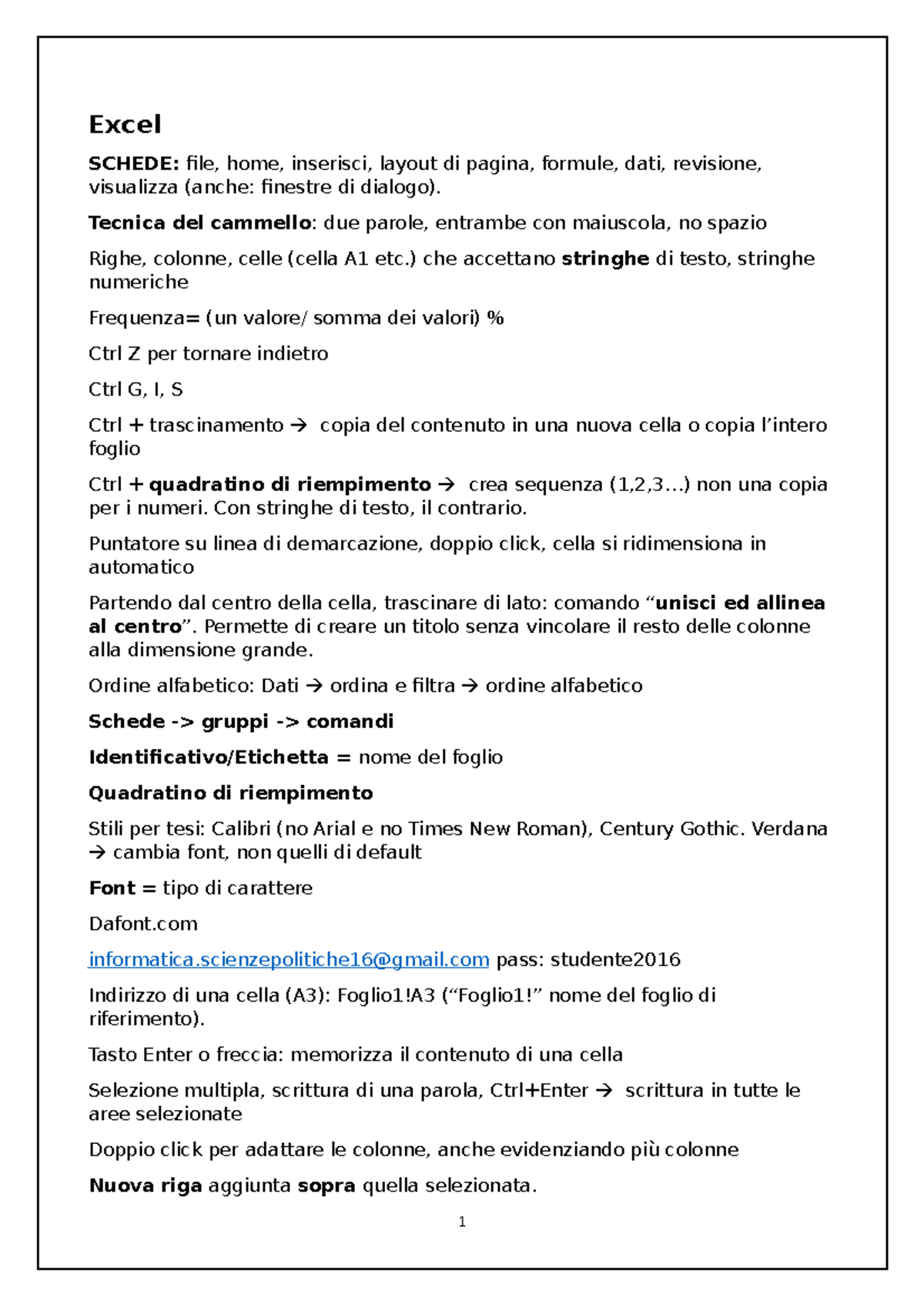 Appunti informatica (Word, PowerPoint, Excel) - Excel SCHEDE: file, home, inserisci, layout di ...