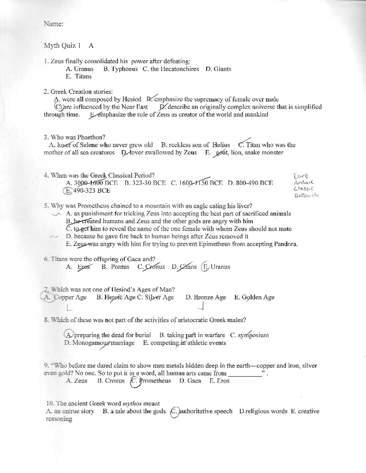 Quiz 1 - Greek - CLT 3370 - Studocu