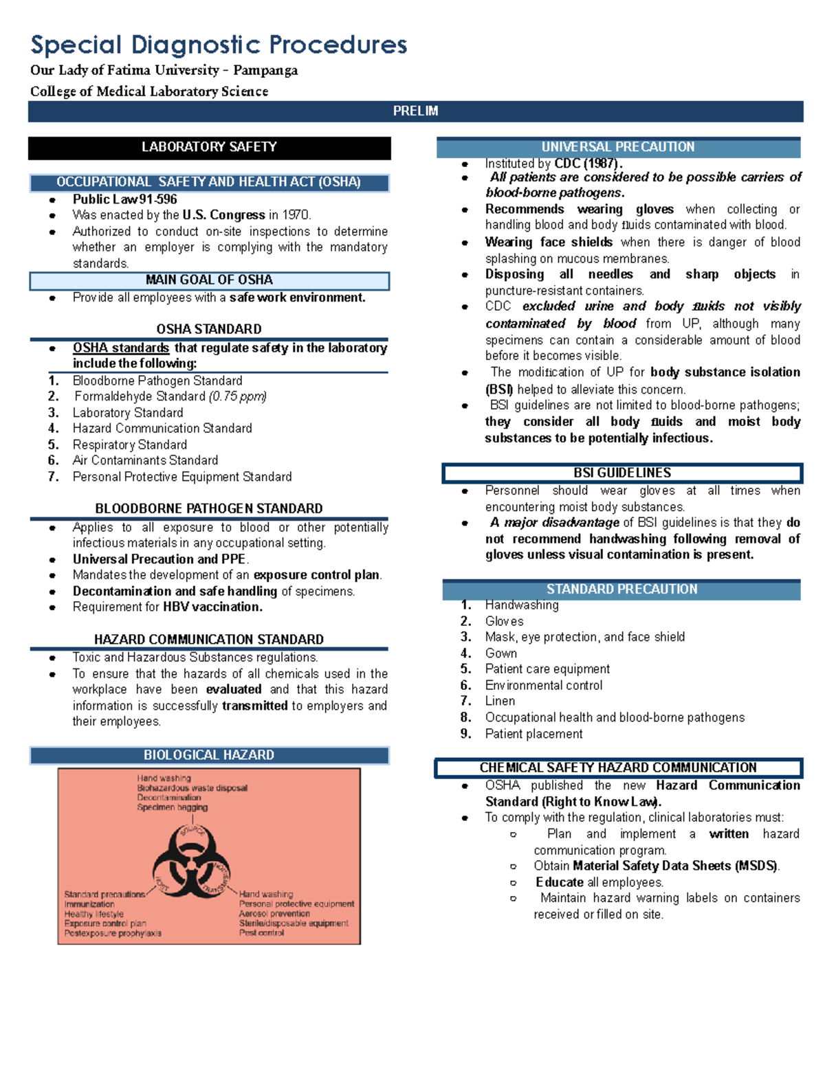 Spdx prelims notes - Special Diagnostic Procedures Our Lady of Fatima ...