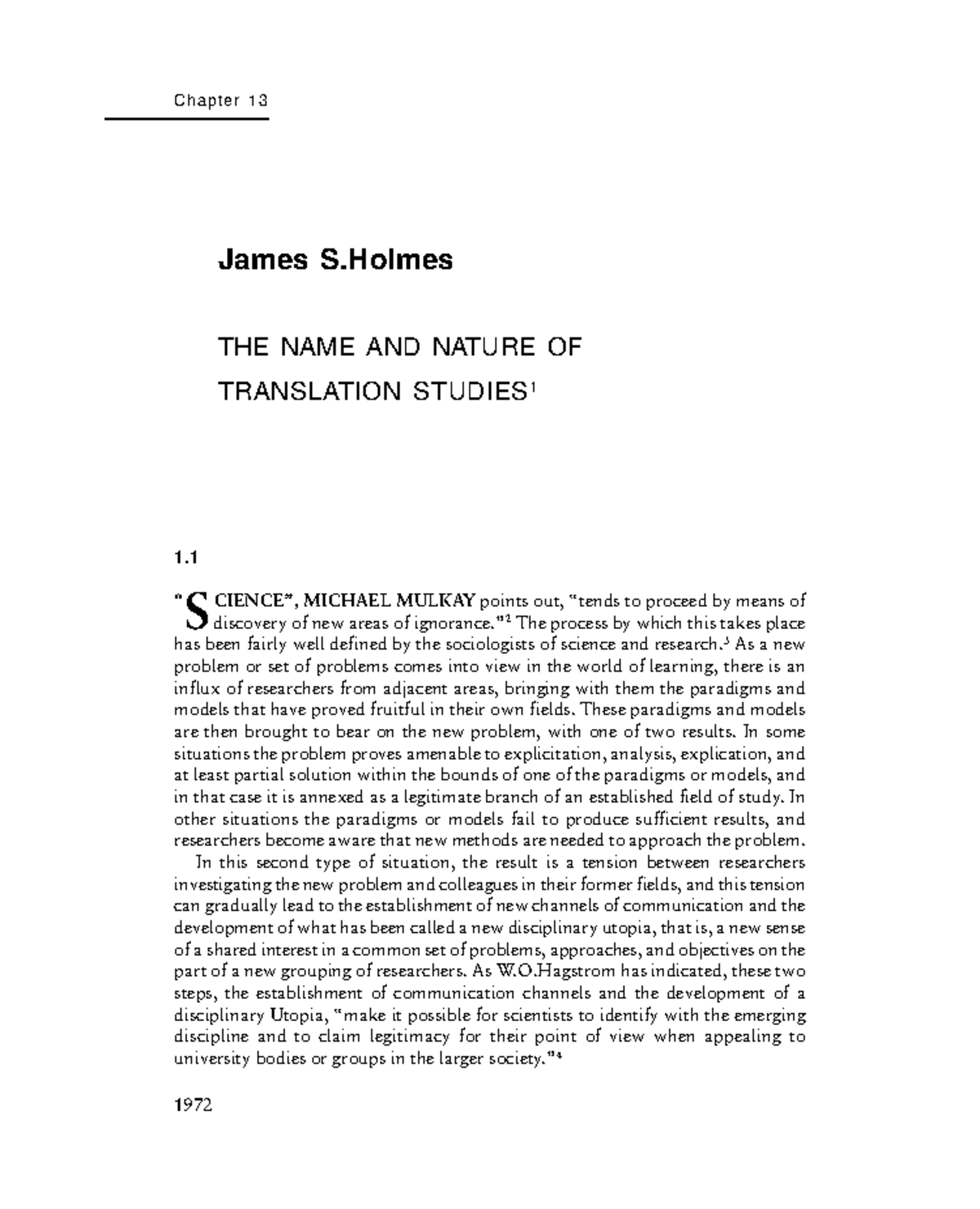 Articolo Holmes - Chapter 13 James S THE NAME AND NATURE OF TRANSLATION ...