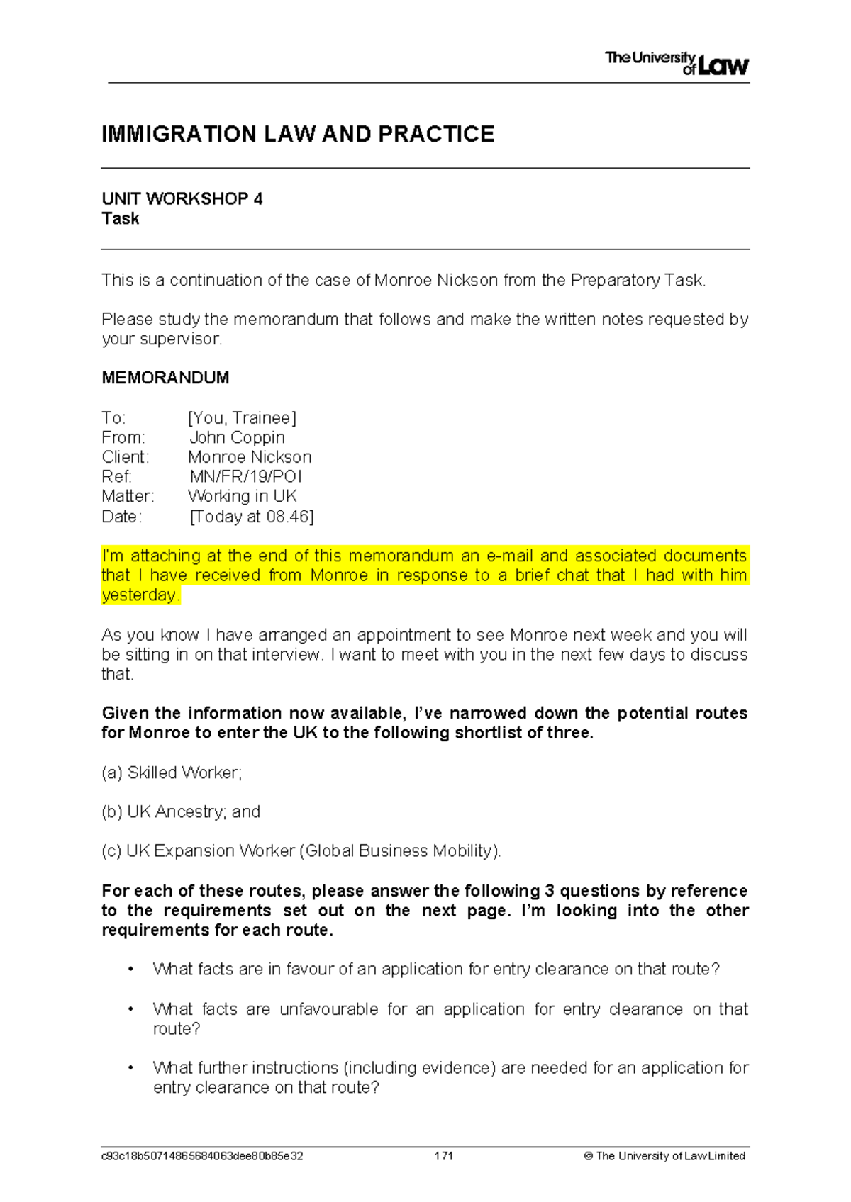 2324 imm ws04 ce02 task t - IMMIGRATION LAW AND PRACTICE UNIT WORKSHOP ...