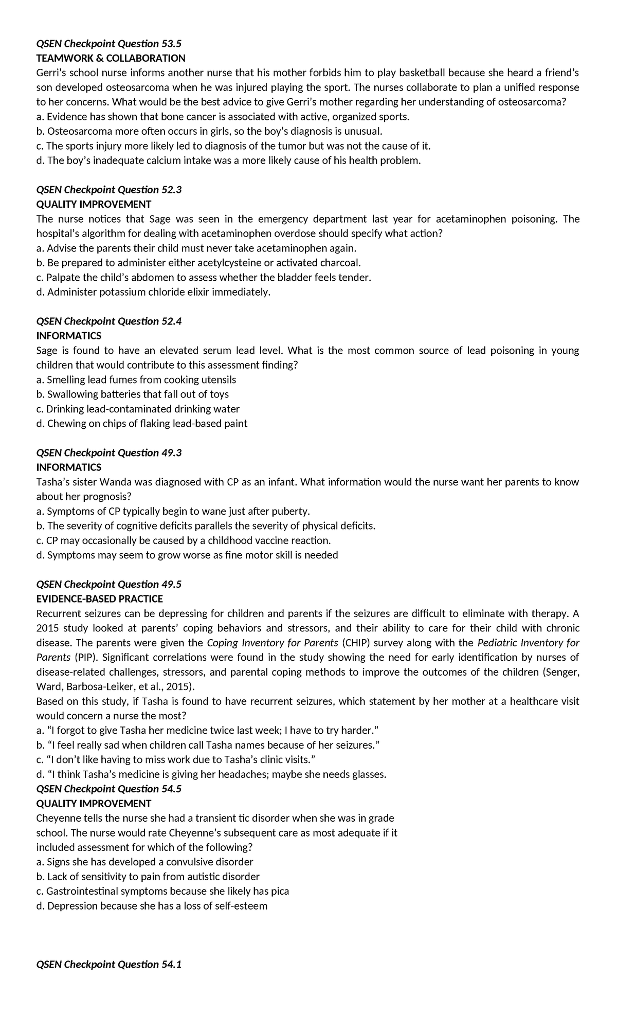 P2 & RBE - Summary bs nursing - QSEN Checkpoint Question 53. TEAMWORK ...