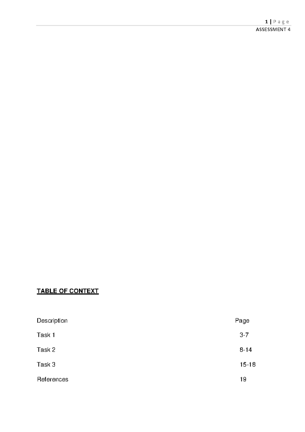 AFL1501 Assessment 4 - AFL - ASSESSMENT 4 TABLE OF CONTEXT Description Page Task 1 3 - 7 Task 2 ...