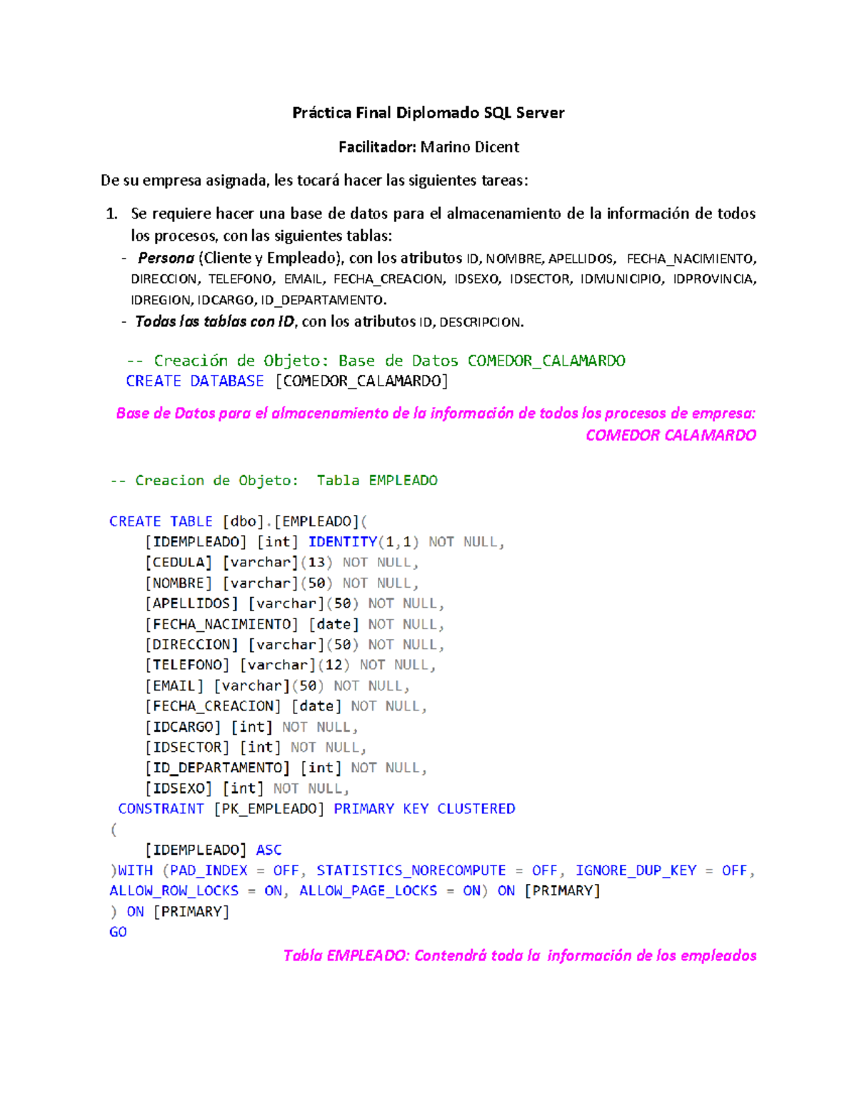 435306643 Practica Final Diplomado en Base de Datos SQL Server - Pr·ctica Final Diplomado SQL ...