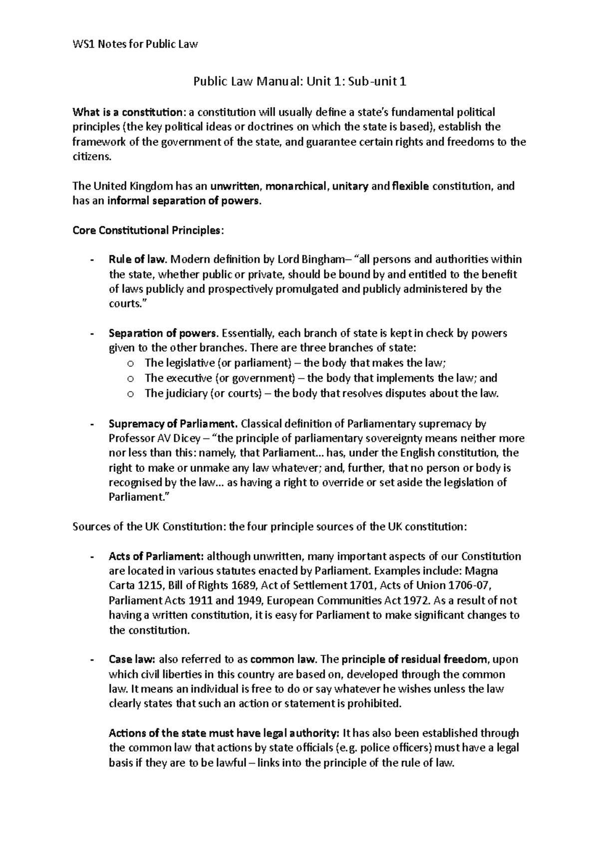 WS1 Notes on Manual - Summary Criminal Law 1 - WS1 Notes for Public Law ...