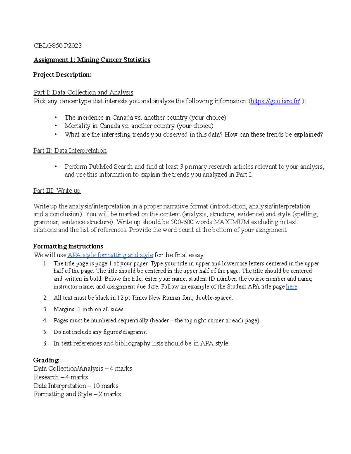 Cblg850 Spring 2023 Assignment 1 Cblg850 P Assignment 1 Mining