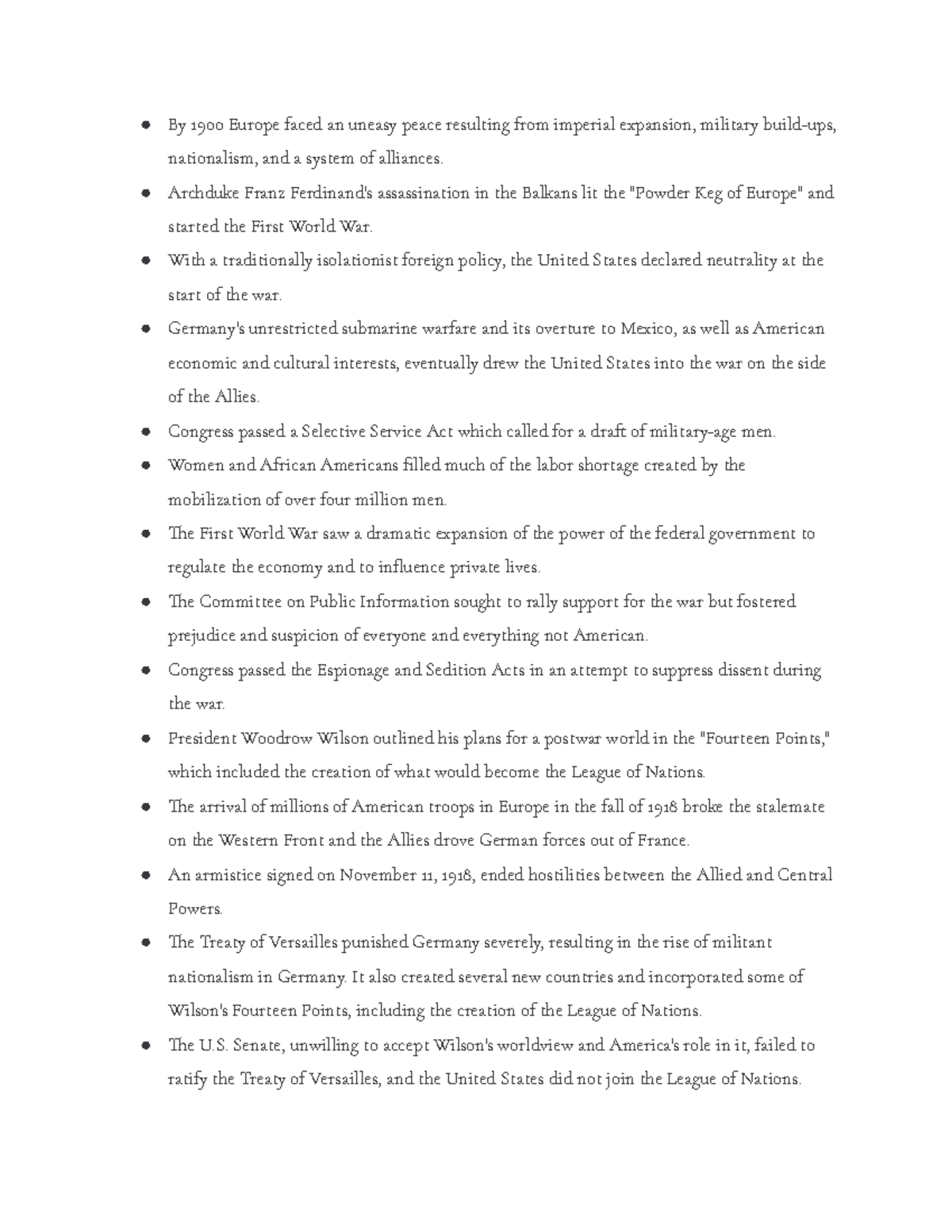 US History Chapter 28 - By 1900 Europe faced an uneasy peace resulting ...