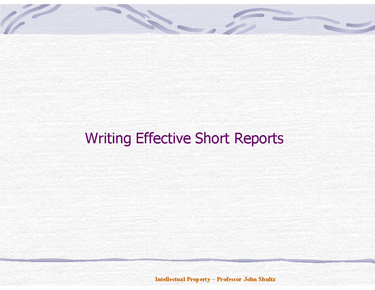 Unit 8 Writing Short Reports - Writing Effective Short Reports ...