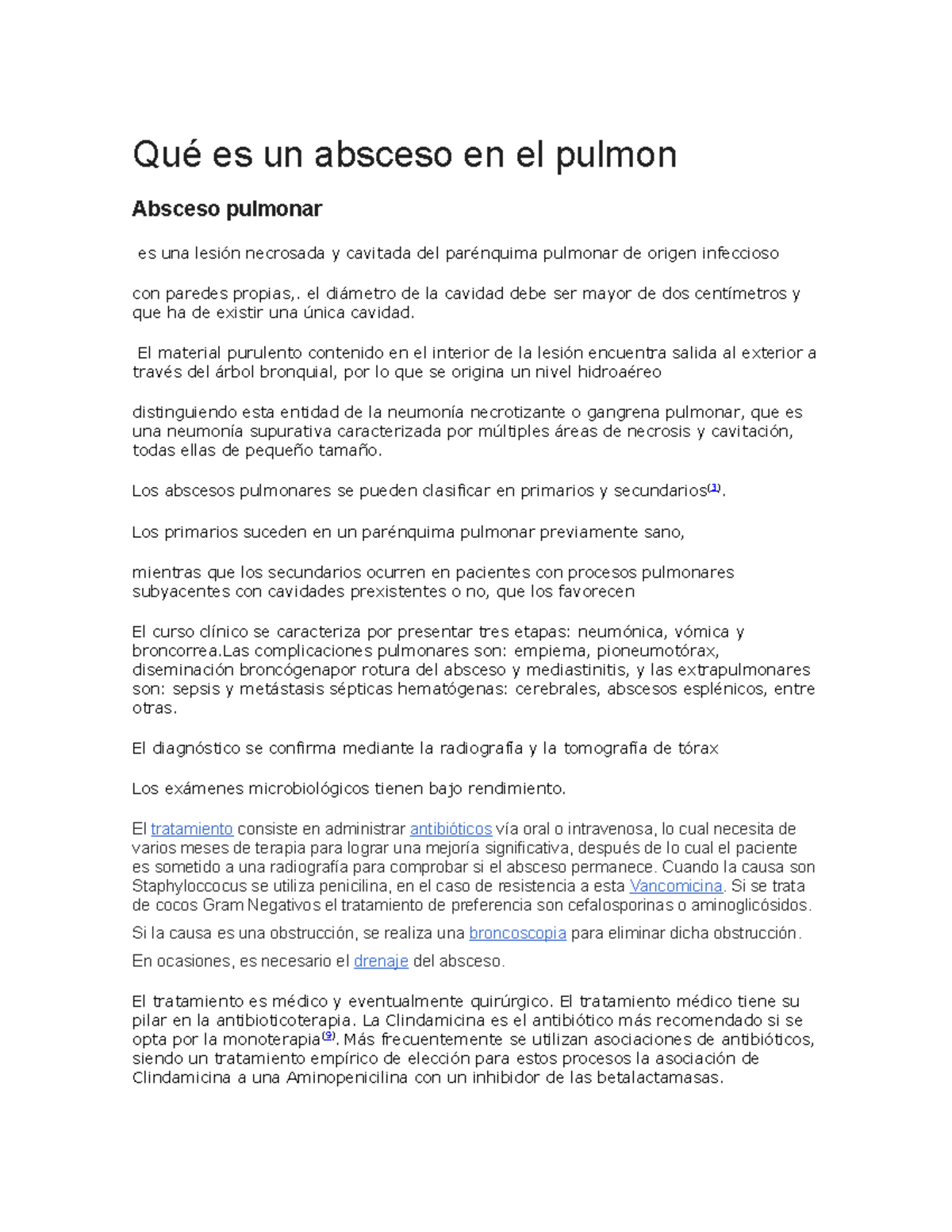 Absceso pulmonares - procionar que lo lean - Medicina General - UNERG ...