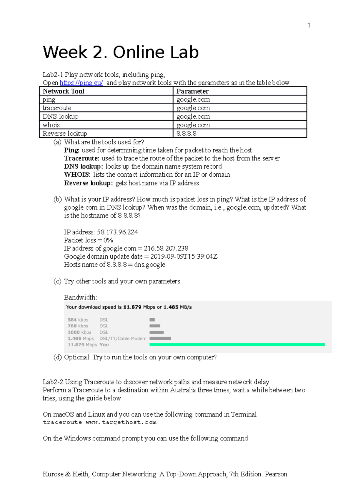 Network fundemantals - Week 2 lab - Week 2. Online Lab Lab2-1 Play ...