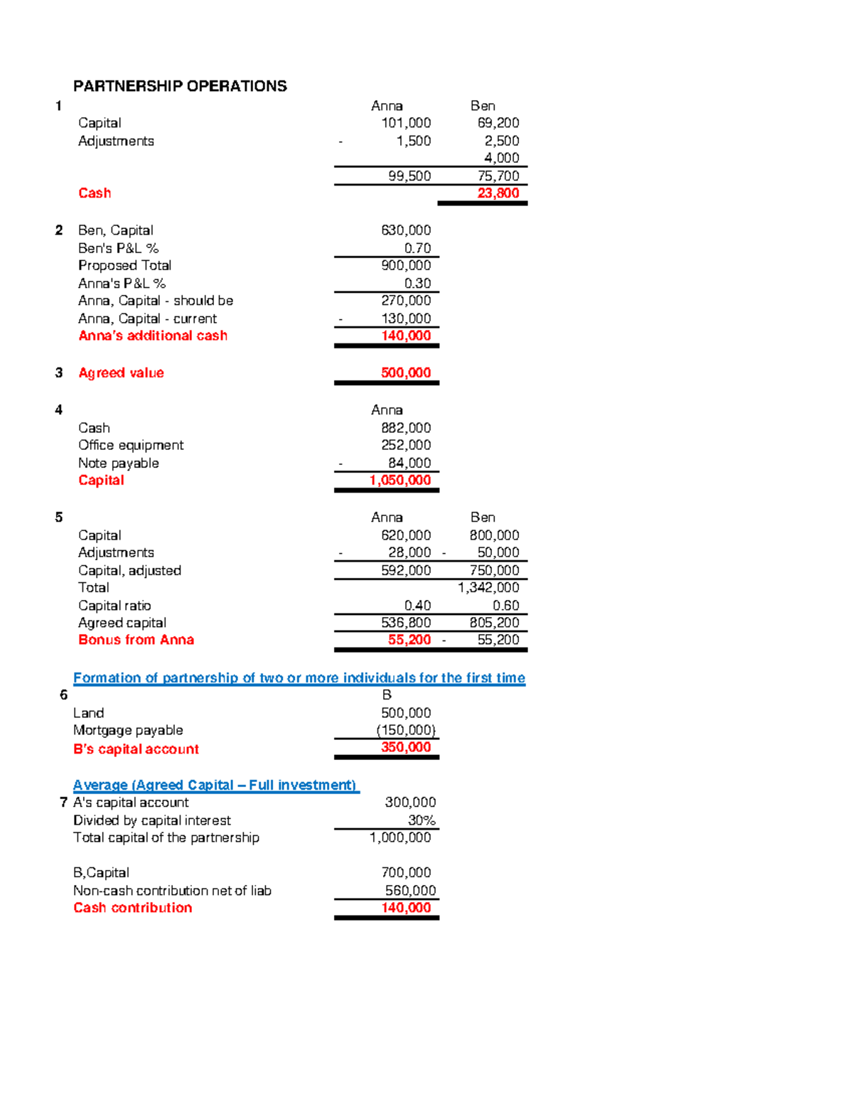 Long Exam #2 Review Materials 3 Problem Solving Solutions - PARTNERSHIP ...