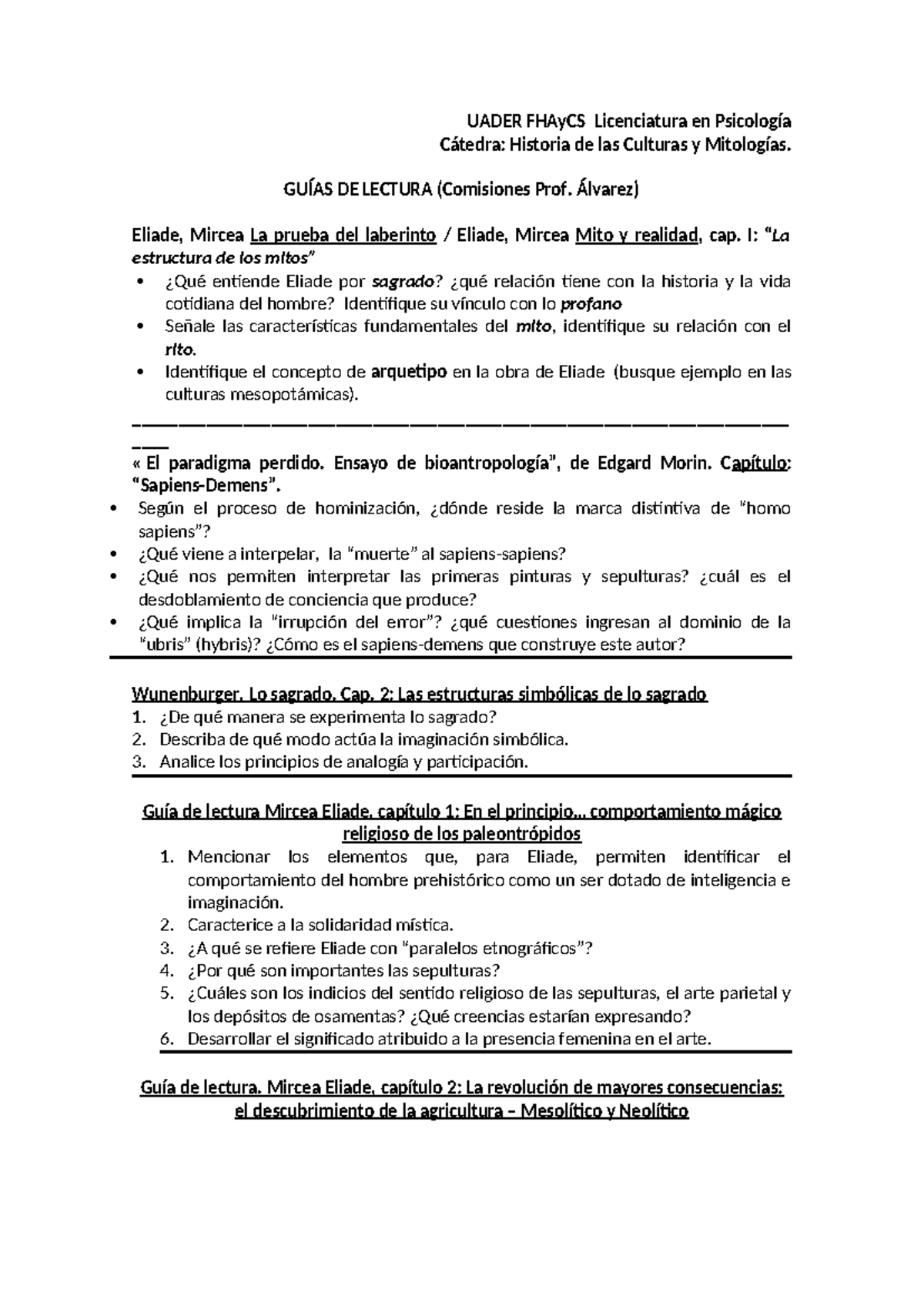 GUIA DE Preguntas Mitos - UADER FHAyCS Licenciatura en Psicología ...