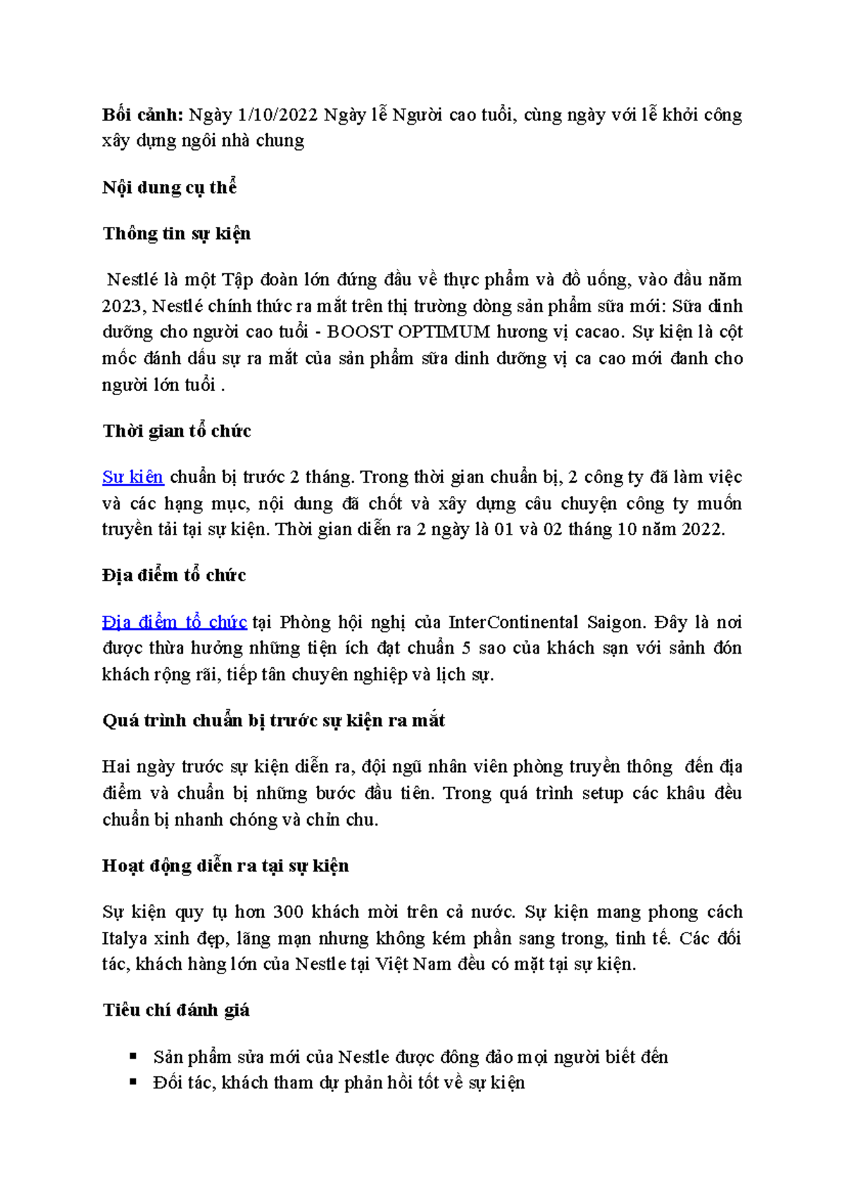 Quan hệ công chúng sự kiện ra mắt - Bối cảnh: Ngày 1/10/2022 Ngày lễ ...
