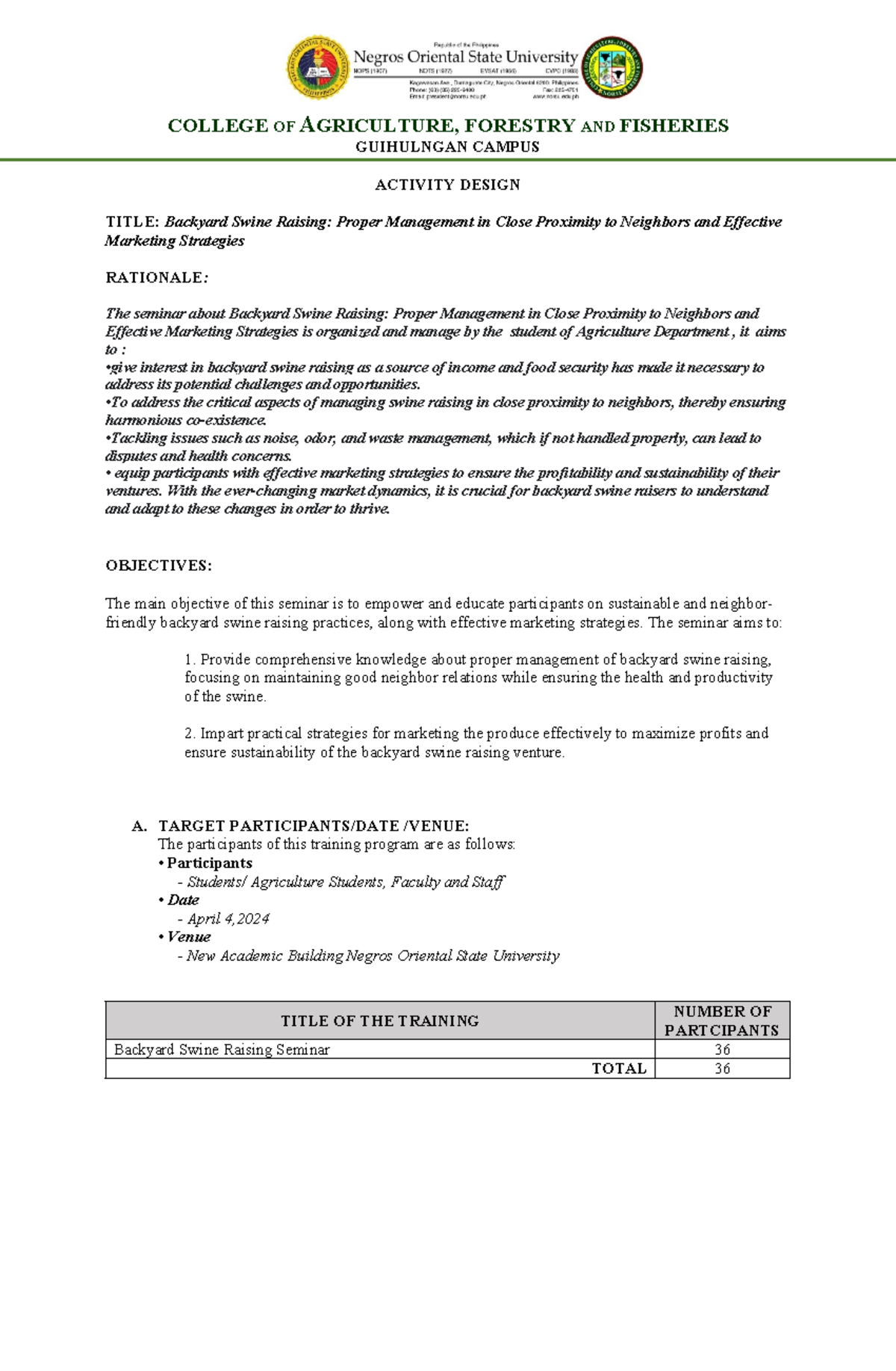 Activity- Design 2 - FUNDAMENTAL LEARNING - COLLEGE OF AGRICULTURE ...
