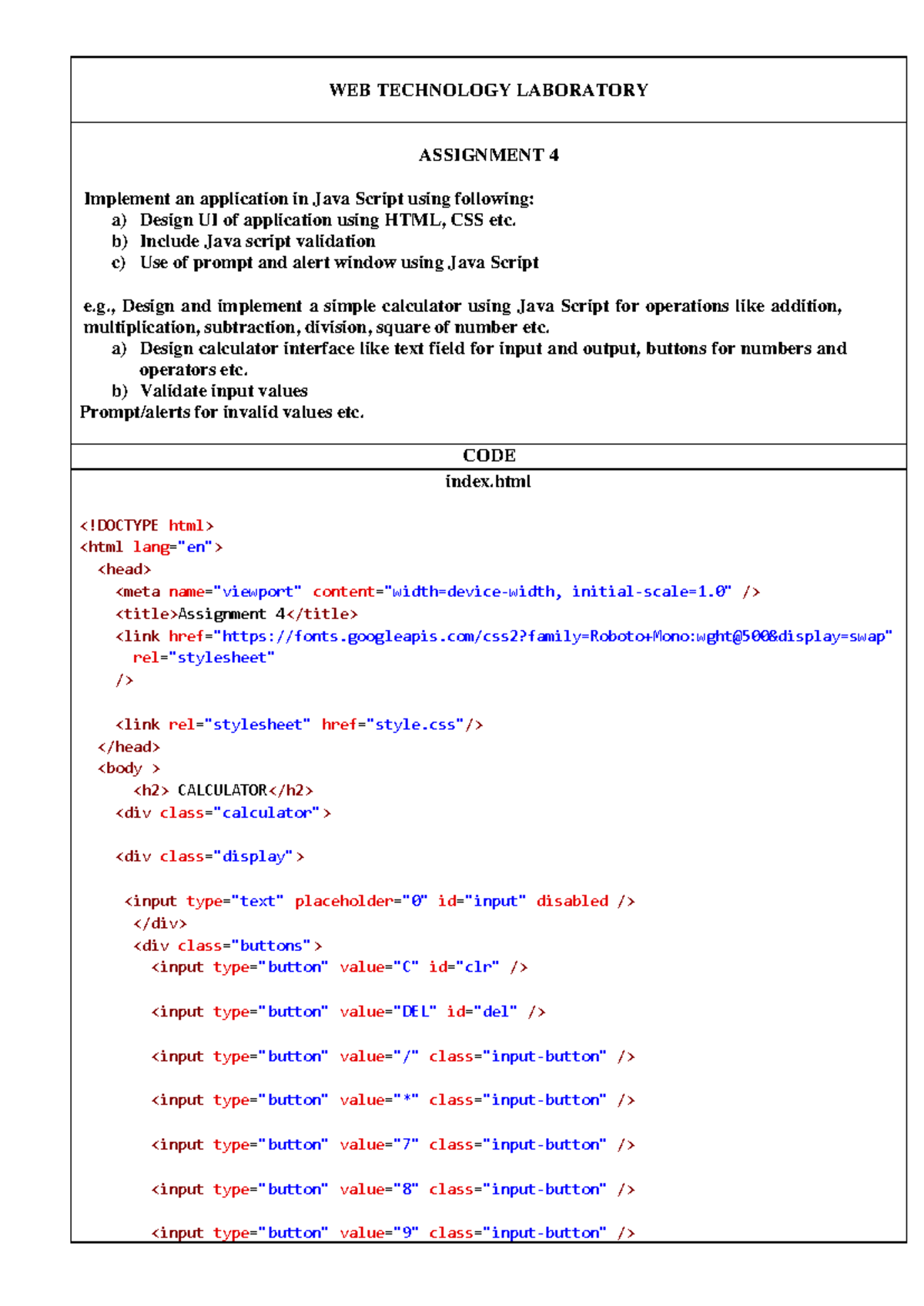 305B054 WTL A4 - Ass4 - WEB TECHNOLOGY LABORATORY ASSIGNMENT 4 ...