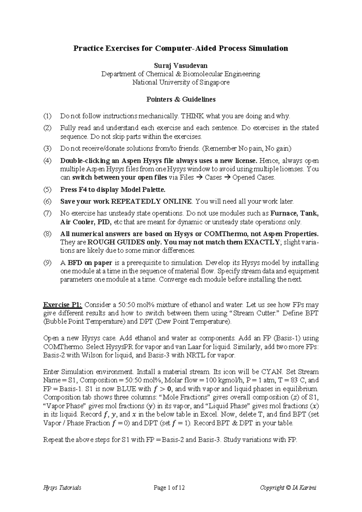 Tutorial Practice - Practice Exercises for Computer-Aided Process ...