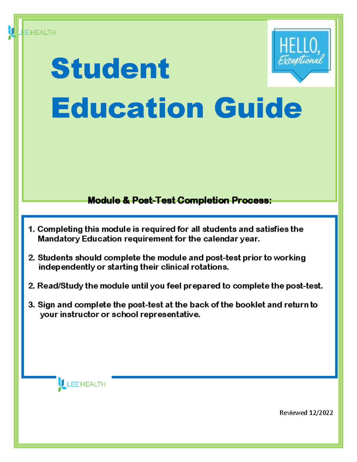 06. Student Education Guide and Test - Student Education Guide Module ...