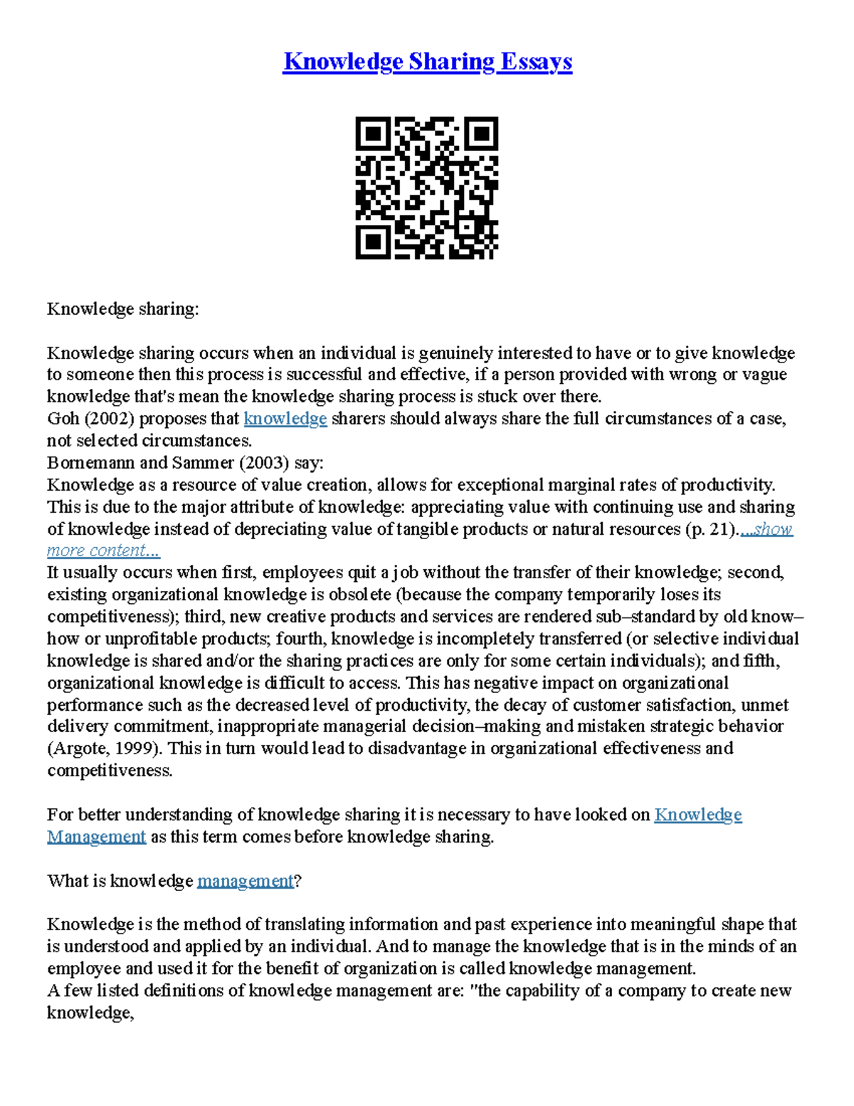 Essay Share Essay Share - Knowledge Sharing Essays Knowledge sharing ...