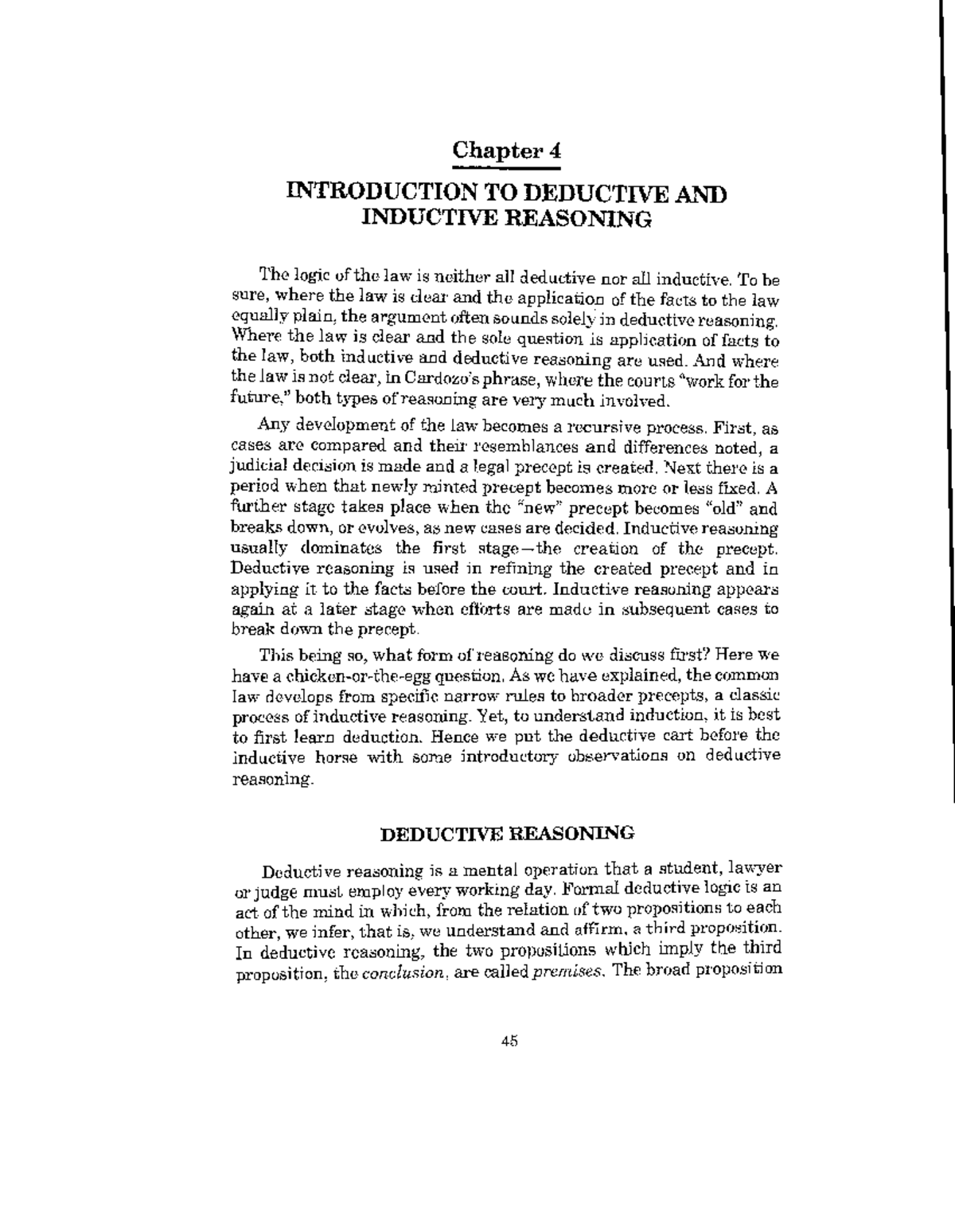 Deductive and inductive reasonin - Chapter 4 INTRODUCTION TO DEDUCTIVE AND INDUCTIVE REASONING ...