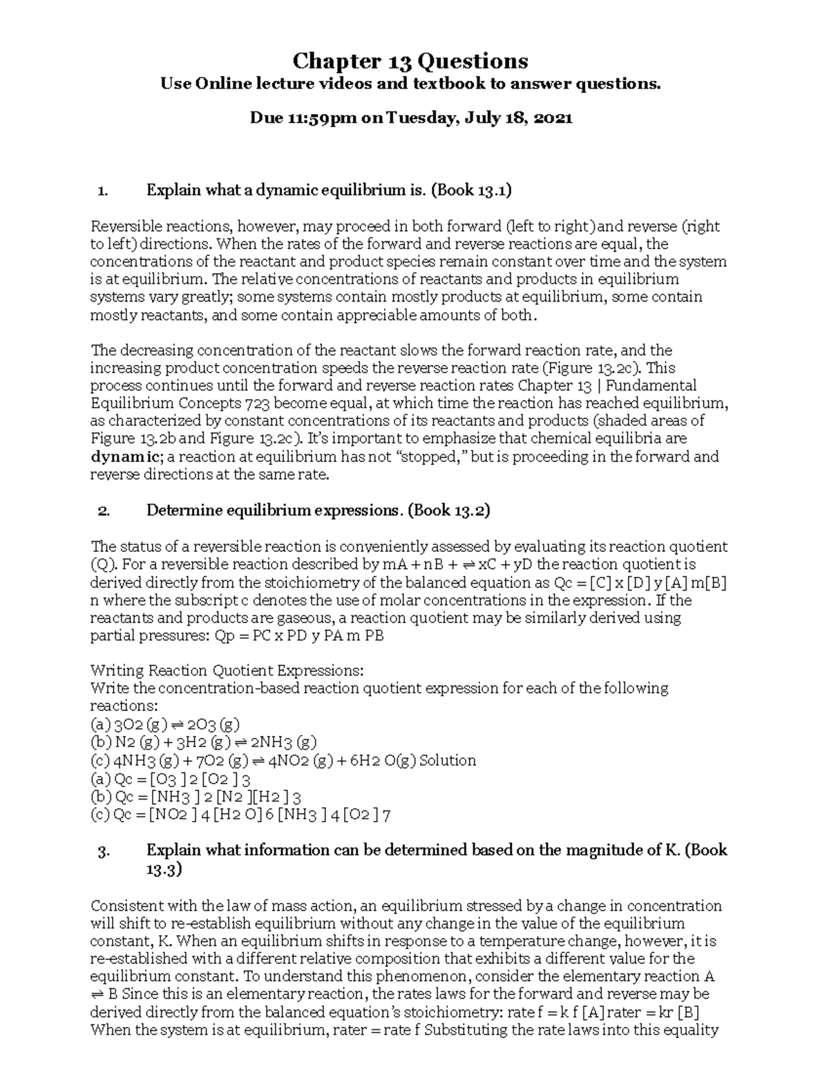 Chapter 13 Questions - Homework to be submitted. - Use Online lecture ...
