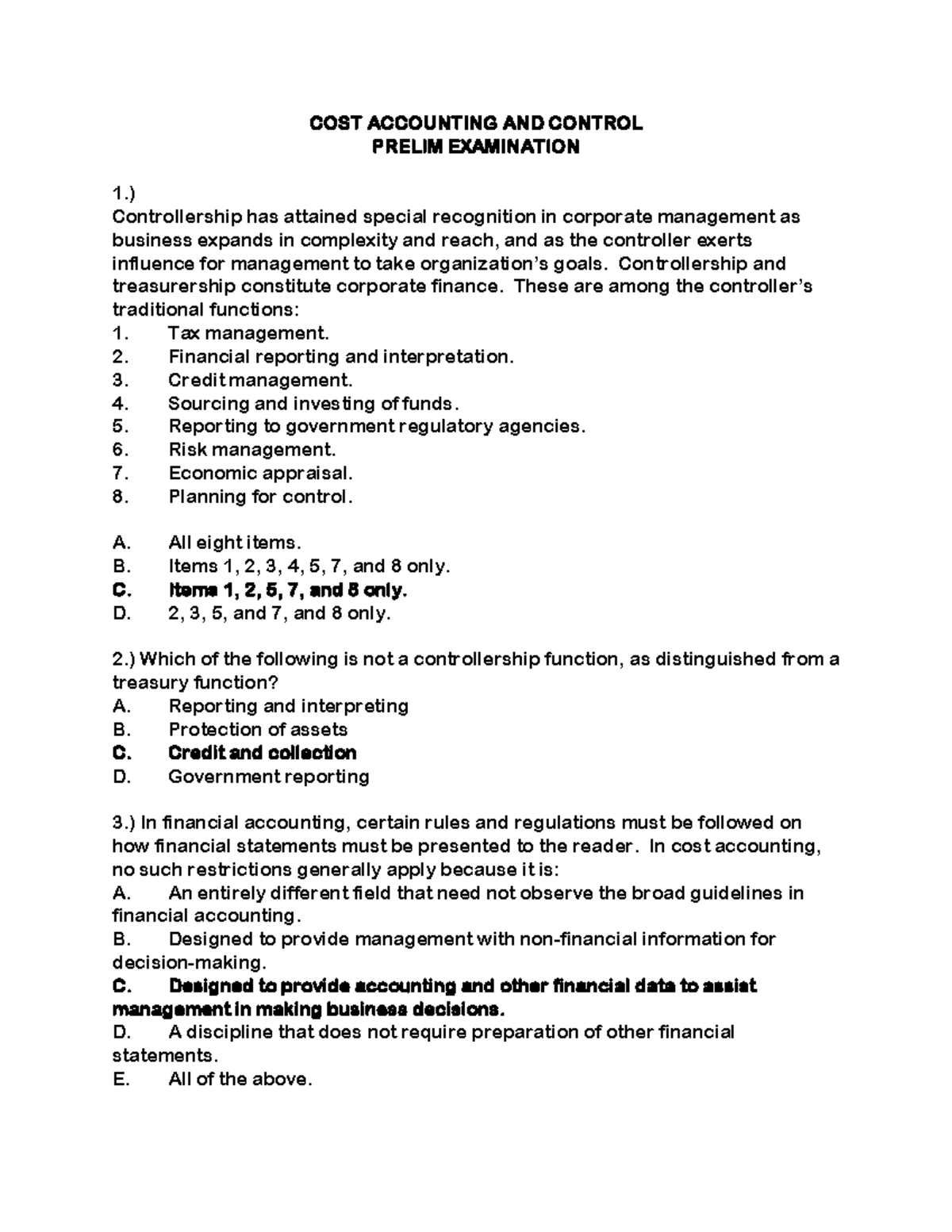 COST Accounting AND Control prelim - COST ACCOUNTING AND CONTROL PRELIM ...