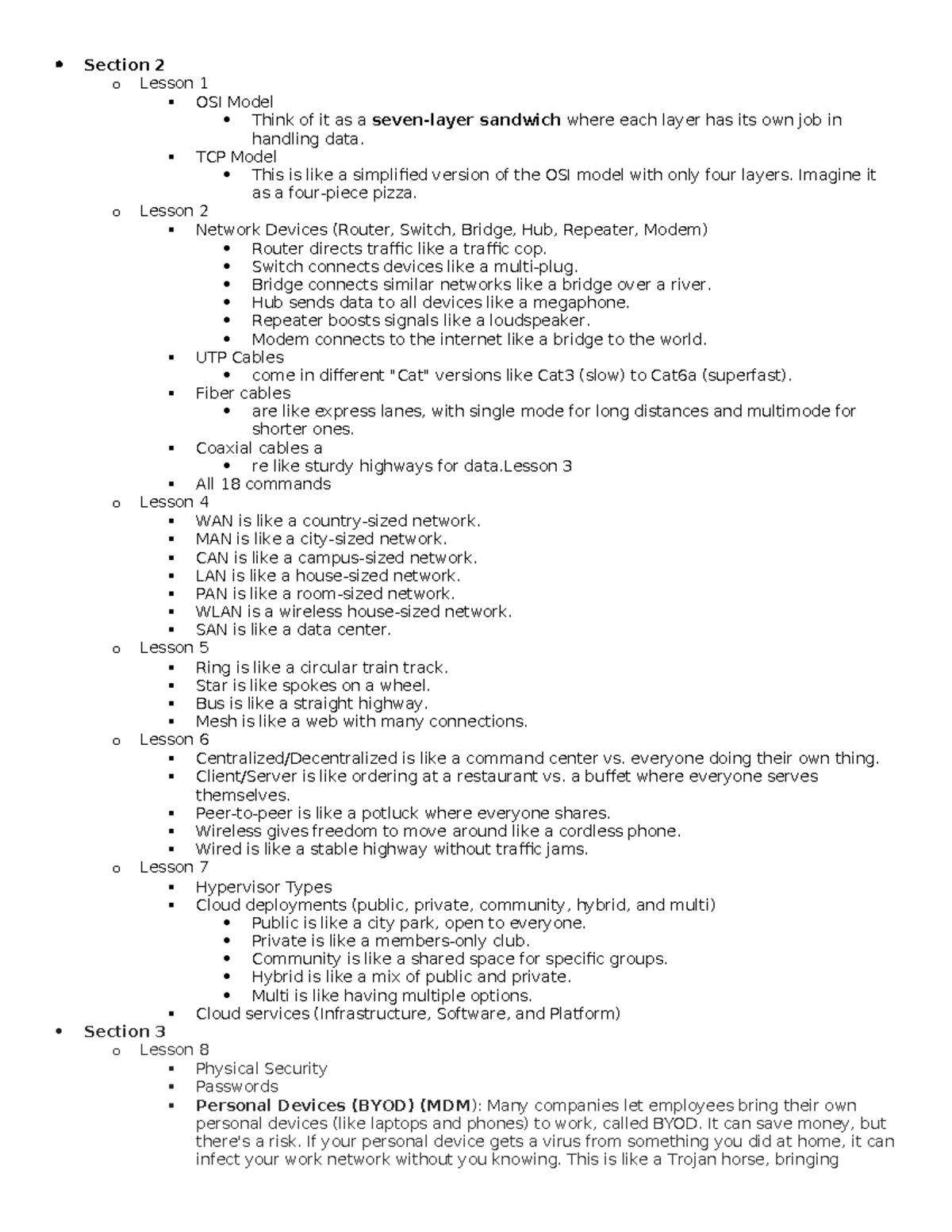 Review - Section 2 o Lesson 1 OSI Model Think of it as a seven-layer ...