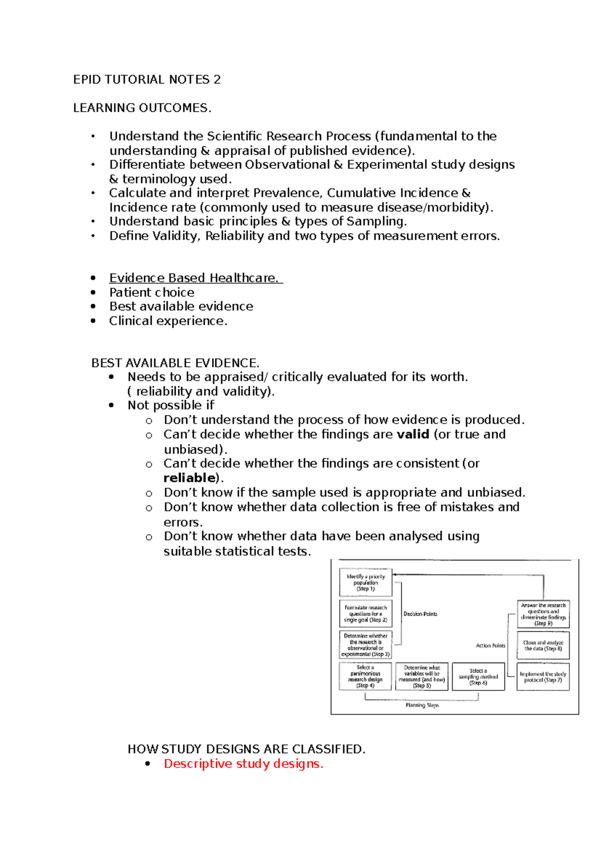 EPID TUT2 Notes - EPID TUTORIAL NOTES 2 LEARNING OUTCOMES. Understand ...