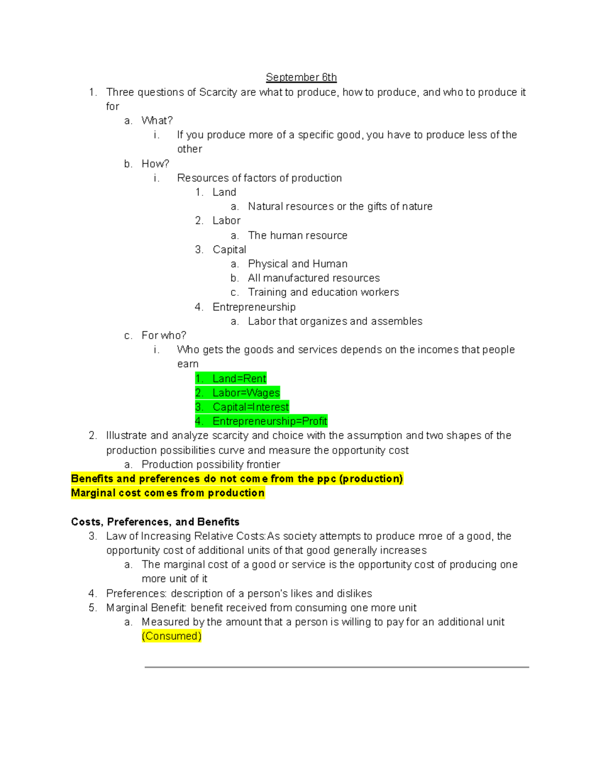 Economics Module 2 - September 6th Three questions of Scarcity are what ...