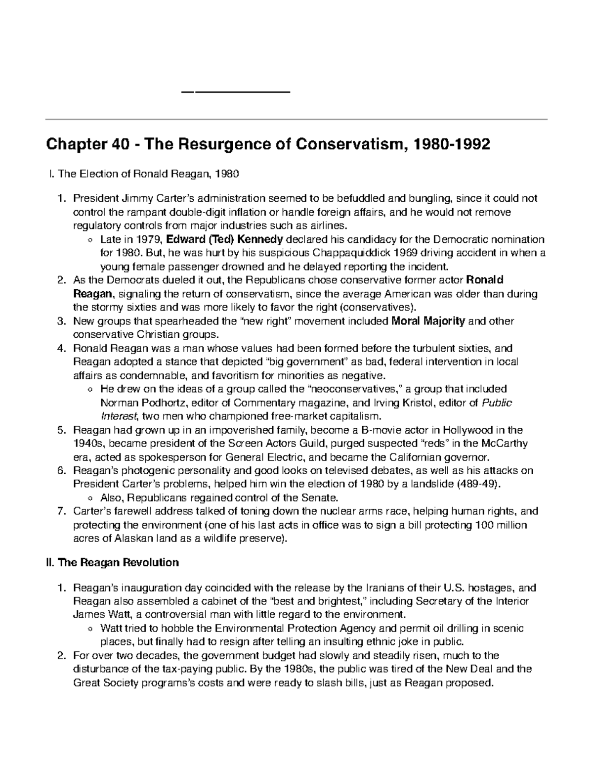 Chapter 40 - The Resurgence of Conservatism, 1980-1992 - Chapter 40 ...