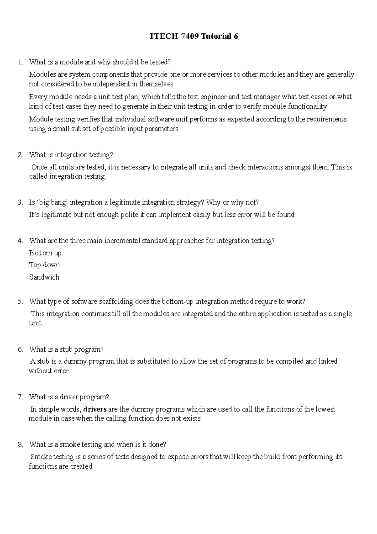 ITECH7409 Tutorial 06 - week 6 work - ITECH 7409 Tutorial 6 What is a ...
